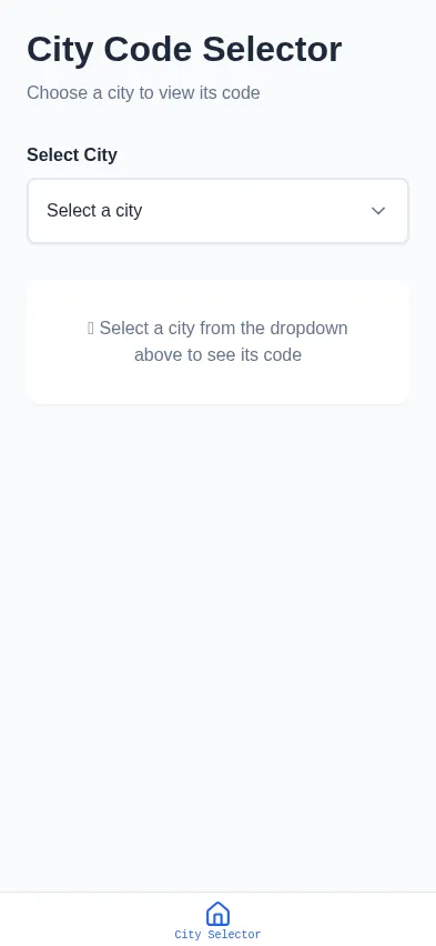 City Code Selector Android App
