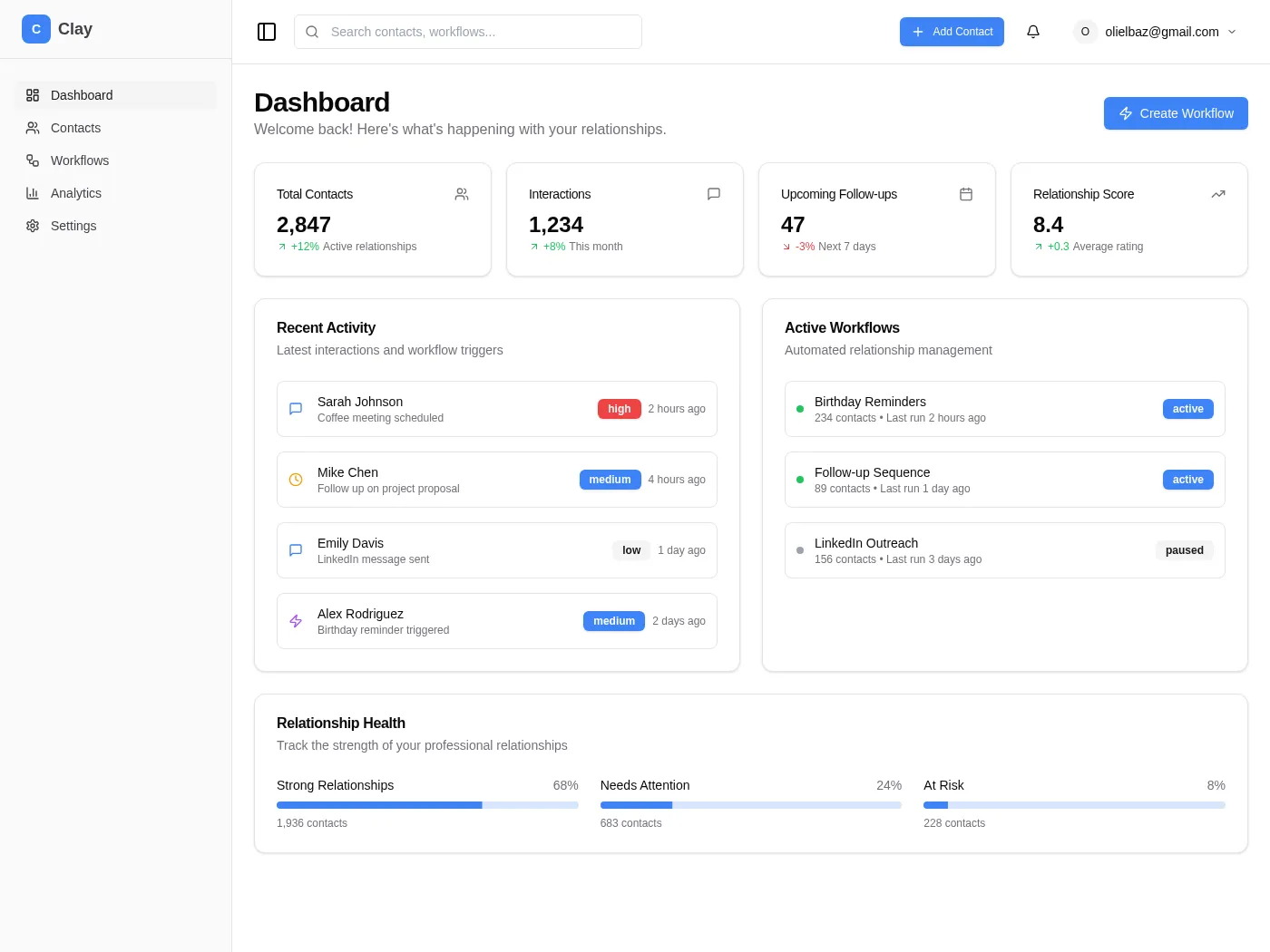 Clay.com Clone - Personal Relationship Manager
