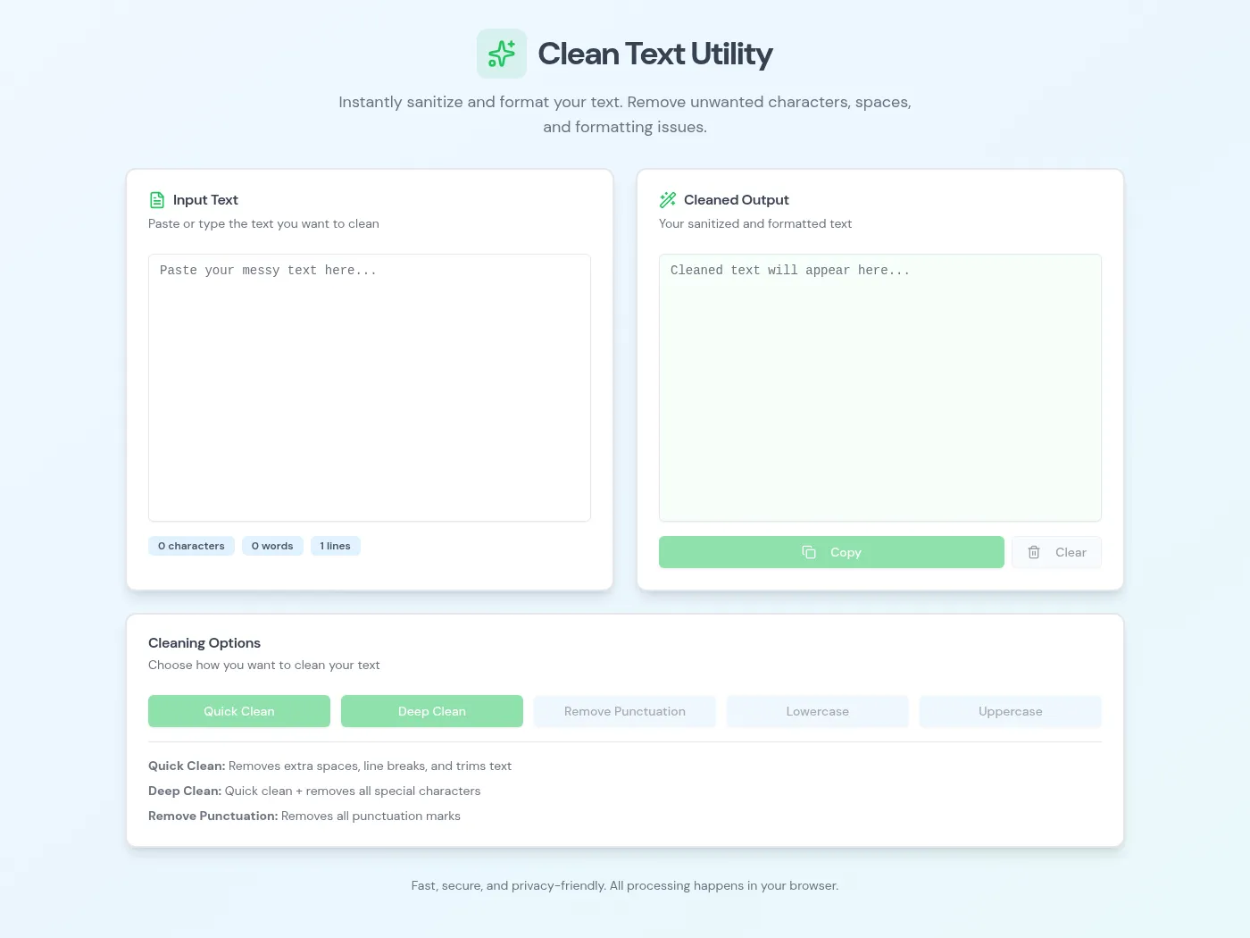 Clean Text Utility