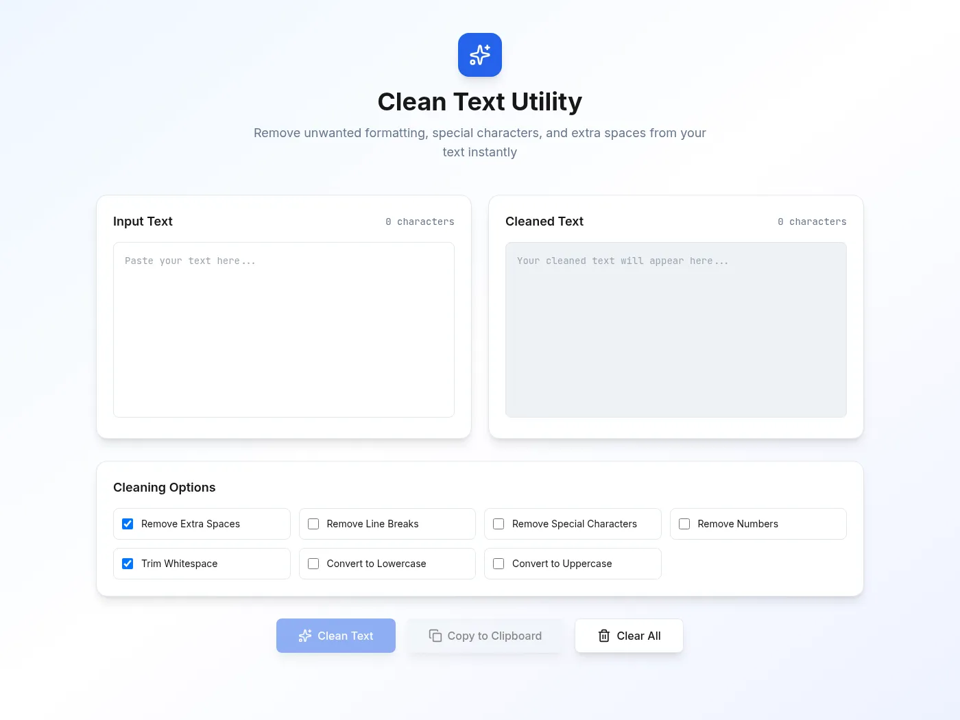 Clean Text Utility