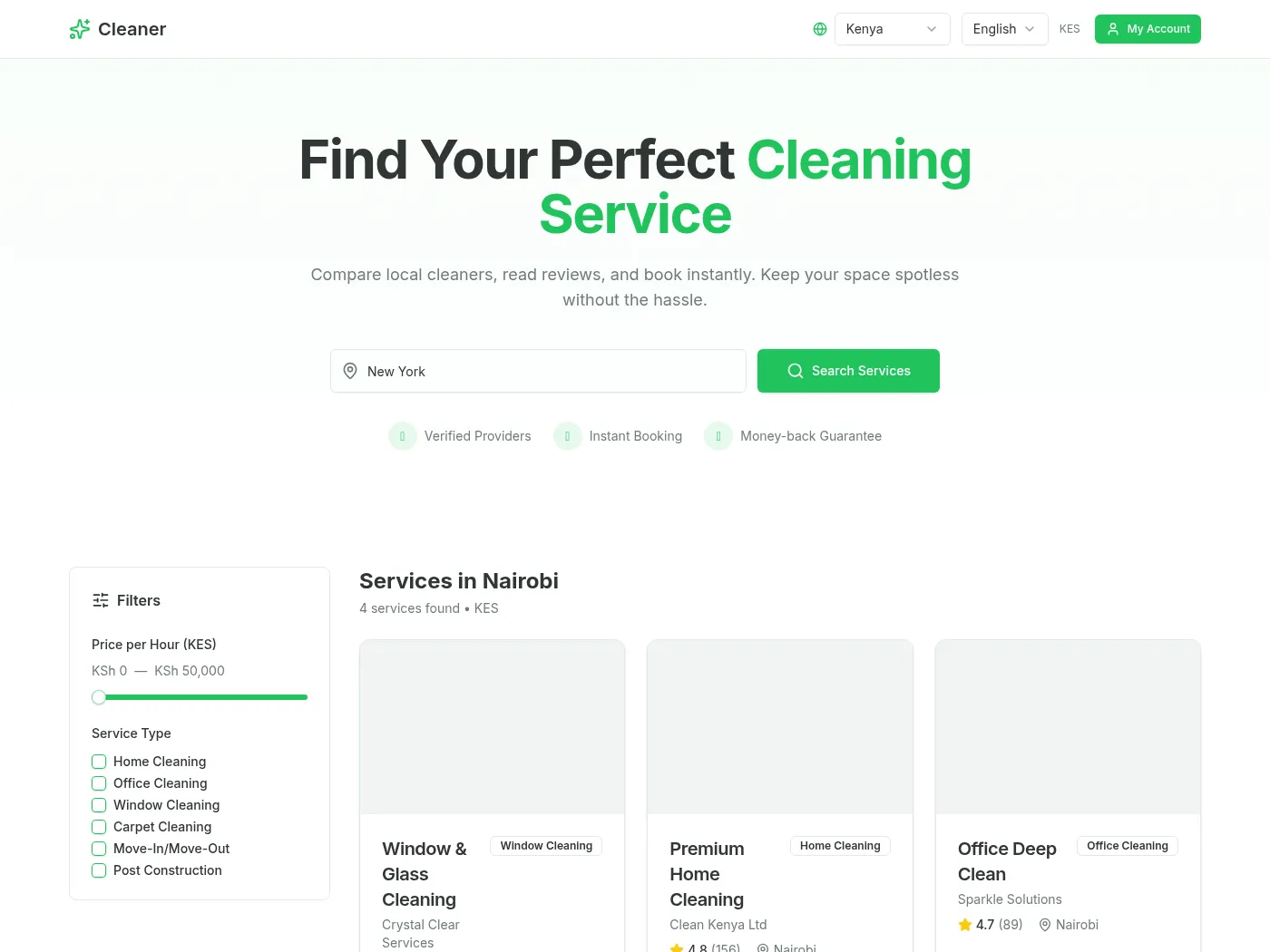 Cleaner - Smart Cleaning Service Finder