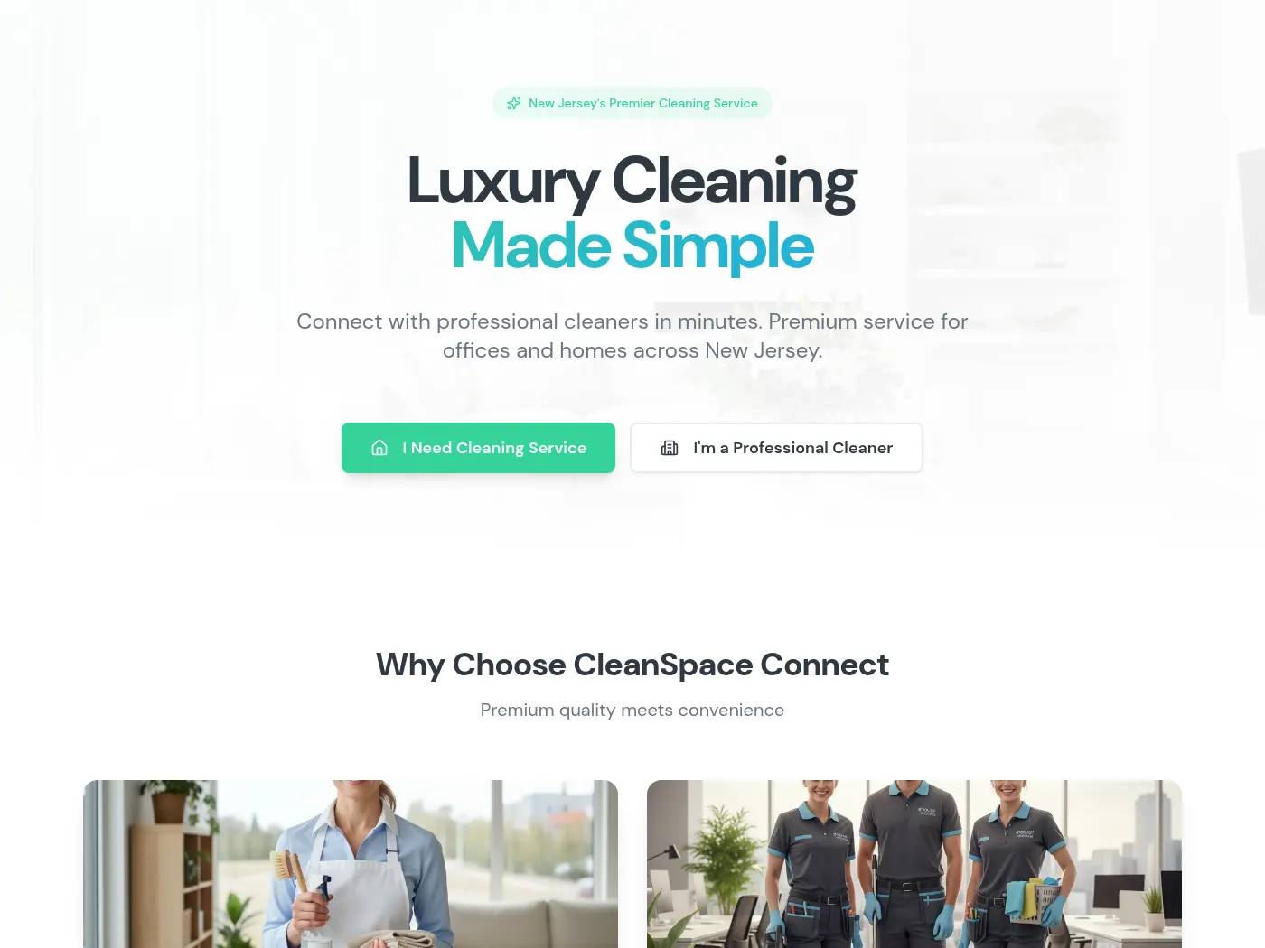 CleanSpace Connect – Luxury Office & Home Cleaning Booking Platform