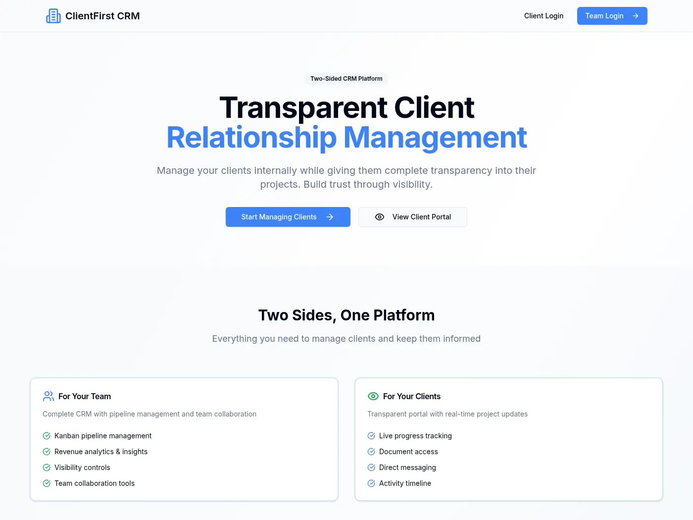 Client-First CRM: Two-Sided Business & Client Portal (Remix)