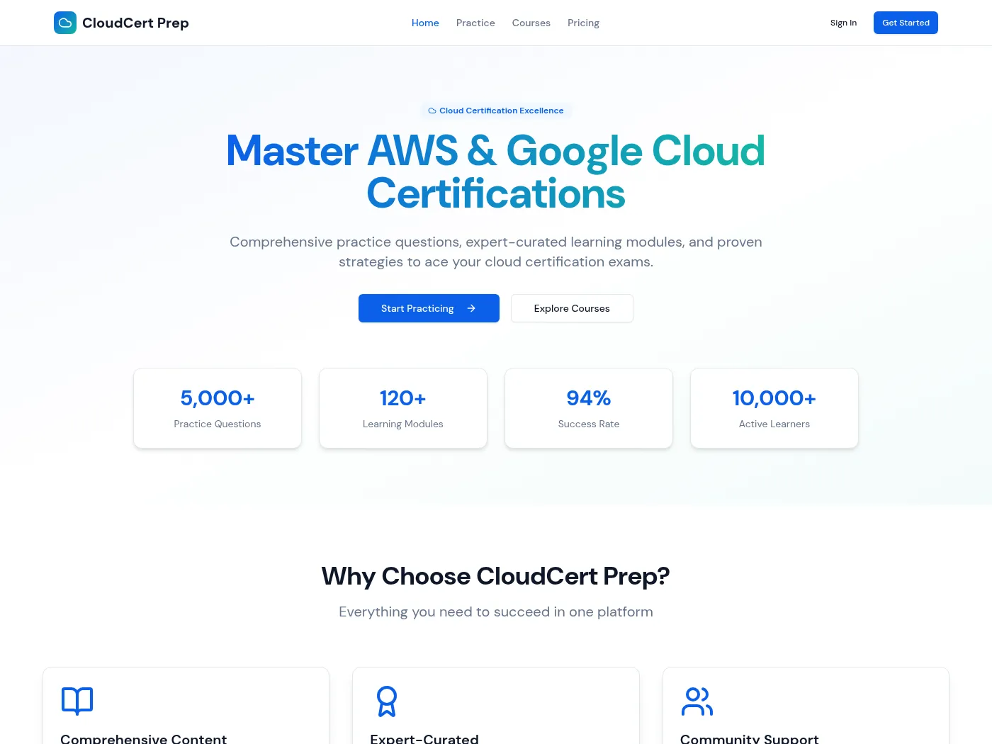 Cloud Certification Exam Prep Platform