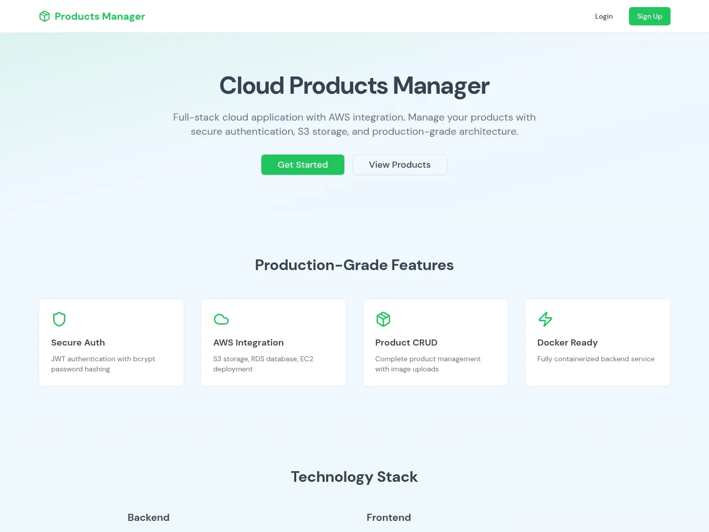 Cloud Deployed Full-Stack Products Manager with Secure AWS Integration