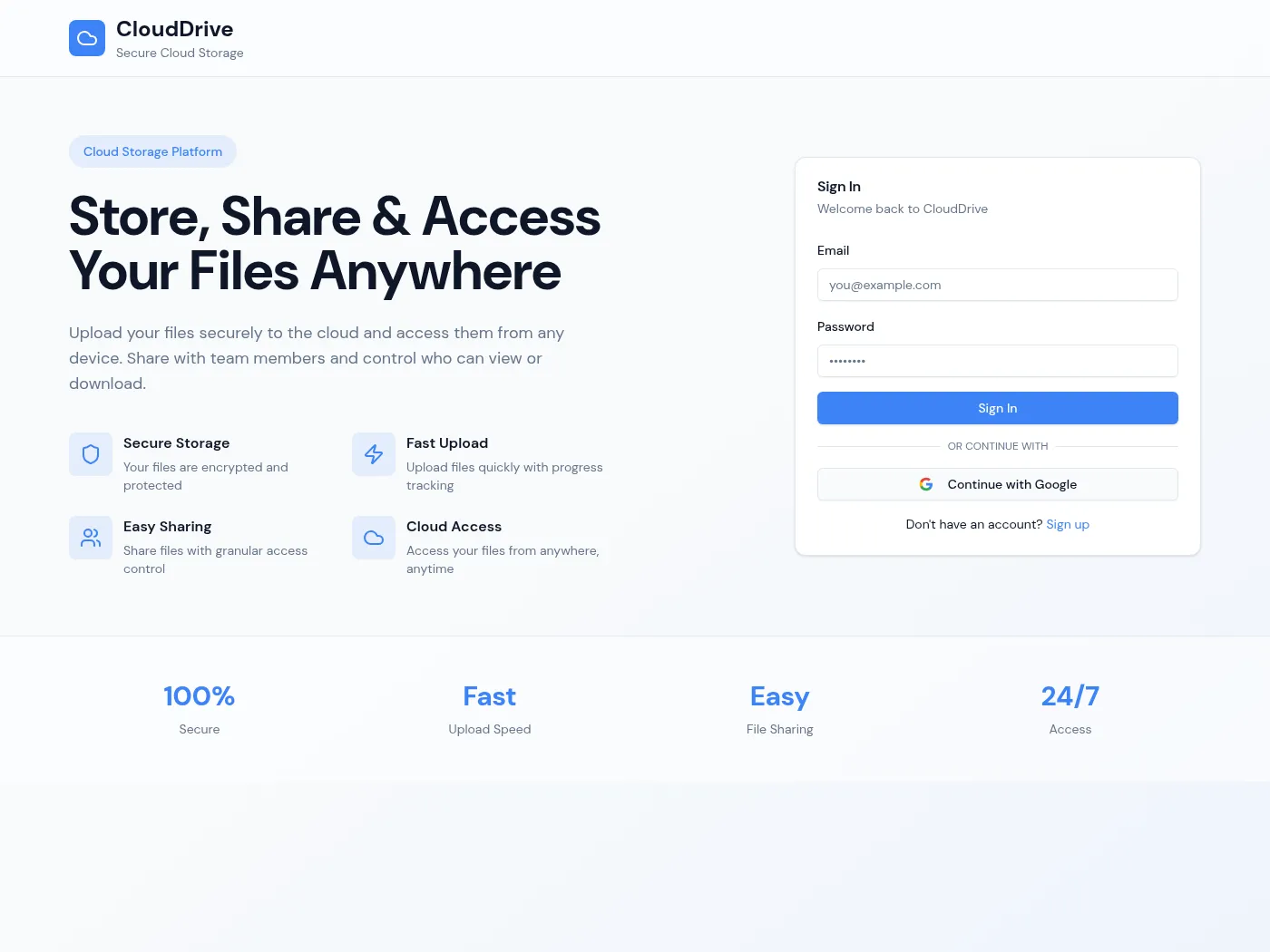 CloudDrive: Secure Cloud Storage and File Sharing