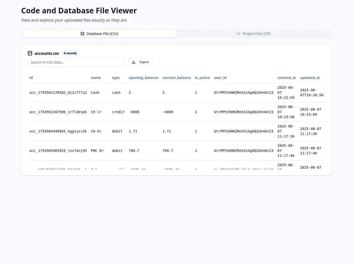Code and Database File Viewer