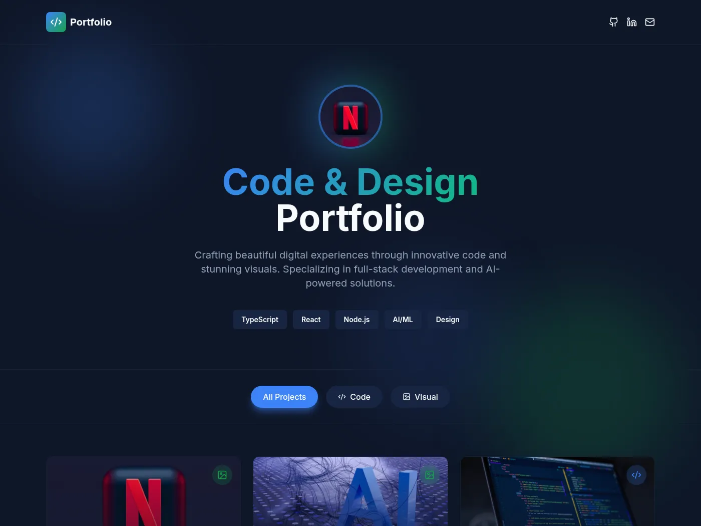 Code & Image Portfolio Website