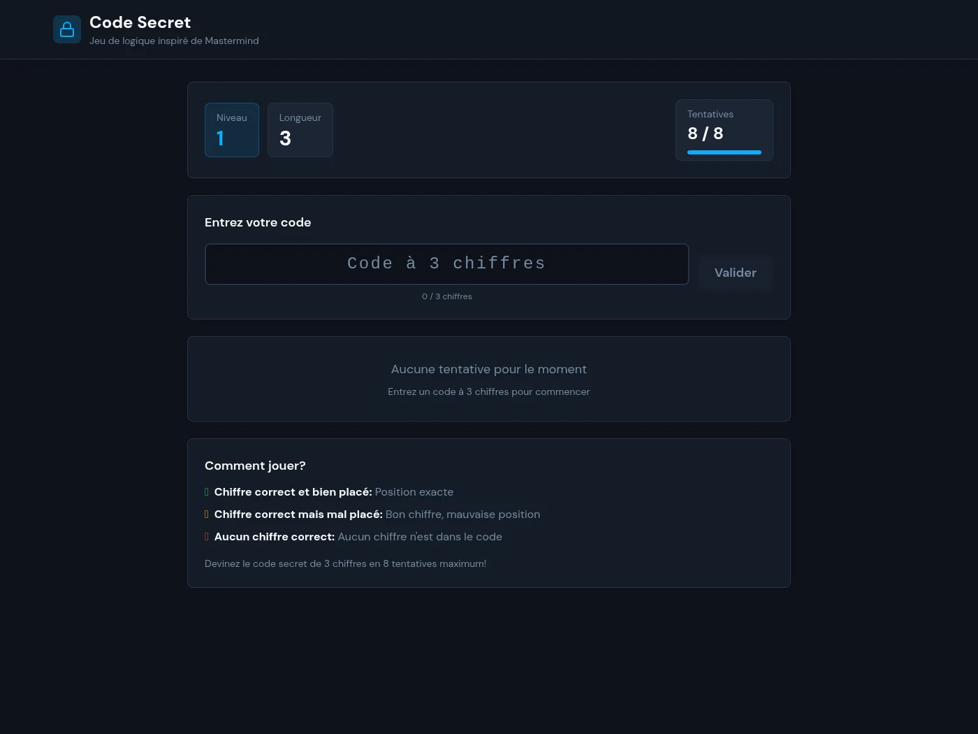 Code Secret Logic Game