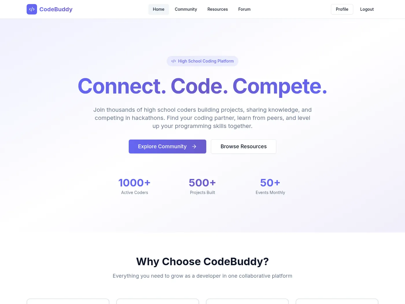 CodeBuddy - Collaborative Coding Platform for High Schoolers