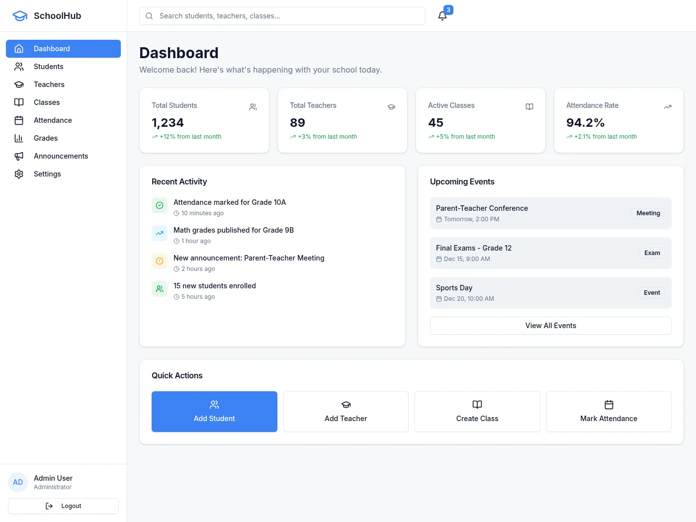 CodeIgniter School Management SaaS Platform