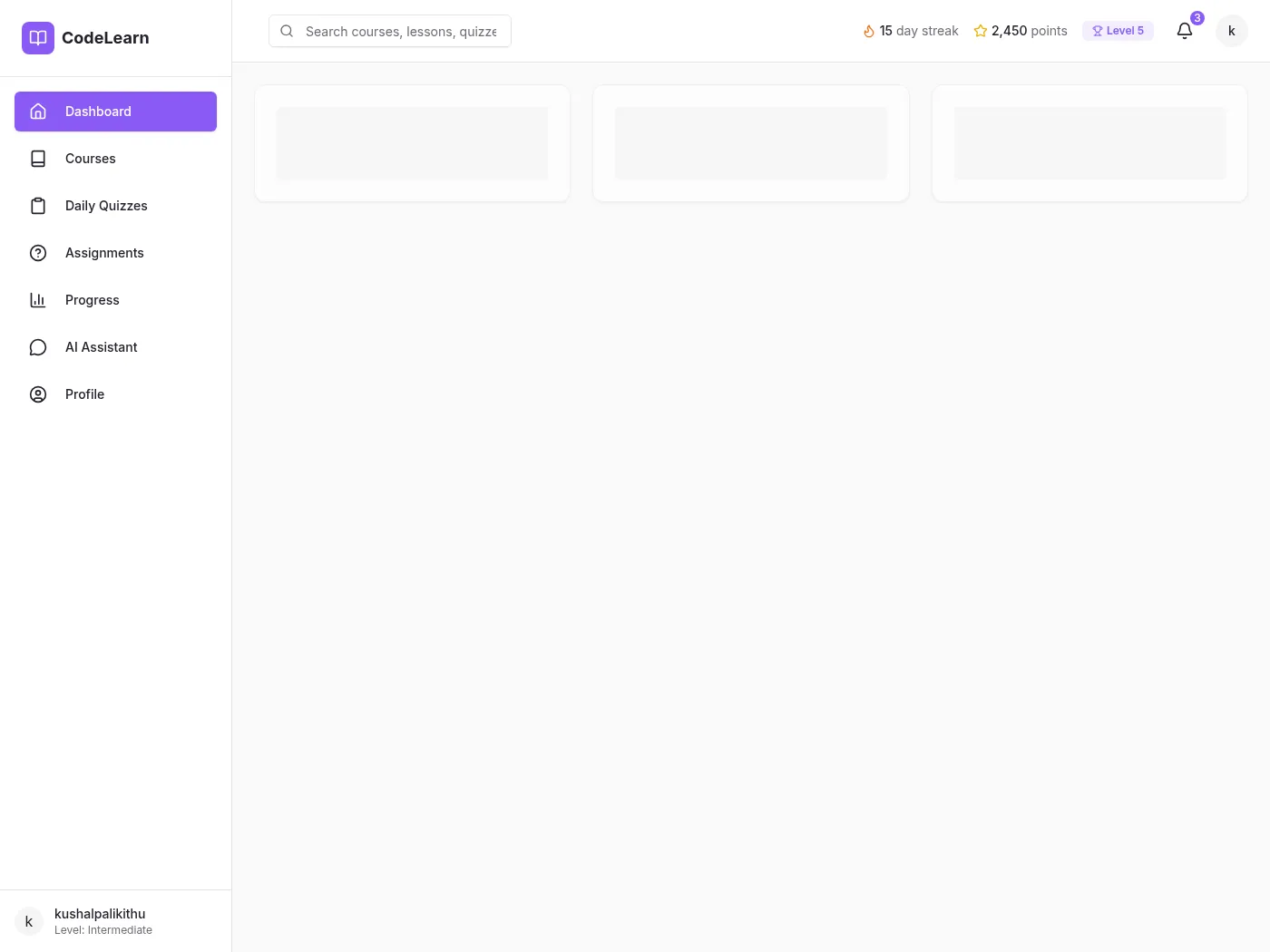 CodeLearn Interactive Coding Education Platform