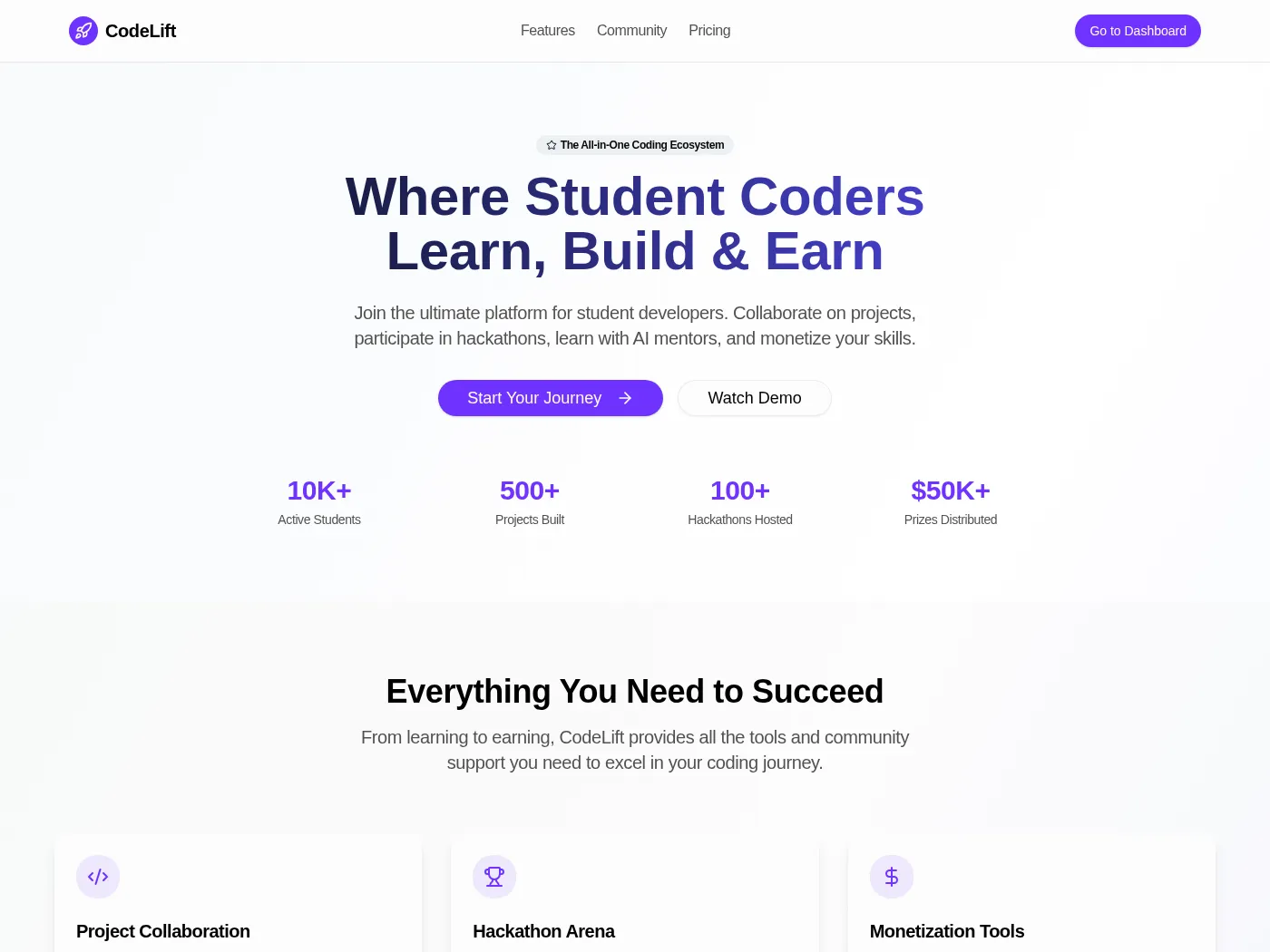 CodeLift – The All-in-One Student Coding Ecosystem & Admin Dashboard