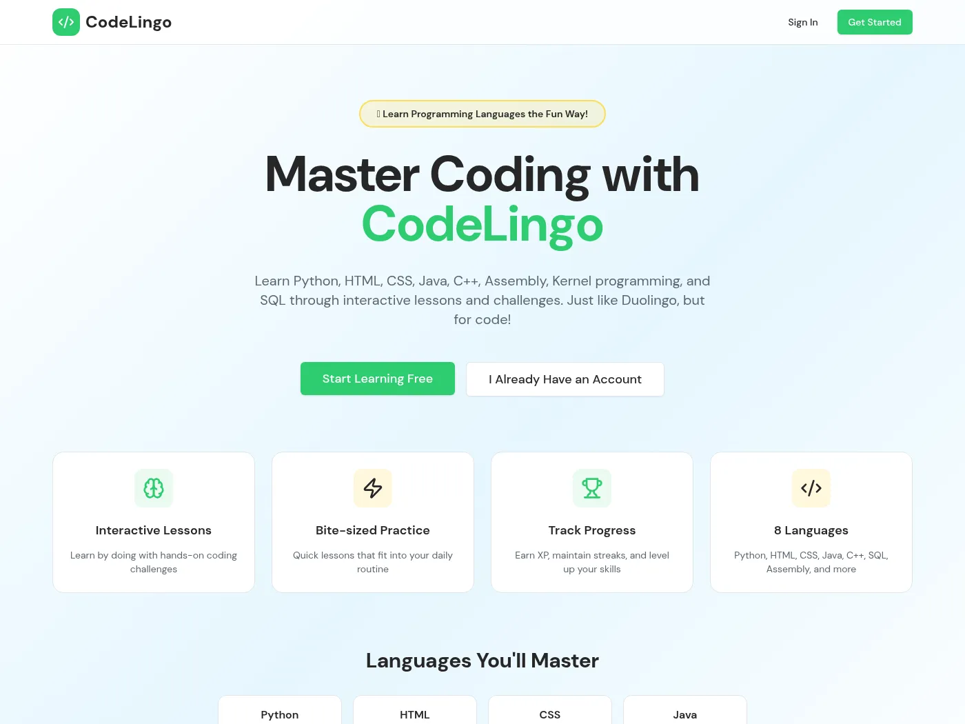 CodeLingo Learning Platform