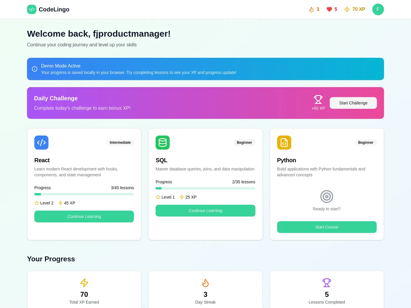 CodeLingo - Interactive Programming Learning Platform