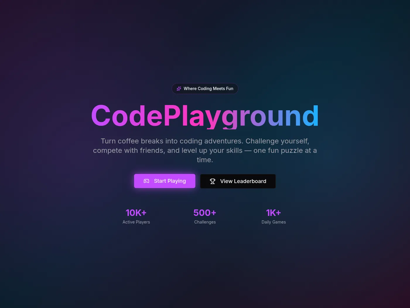 CodePlayground – Fun Coding Games and Challenges for Developers