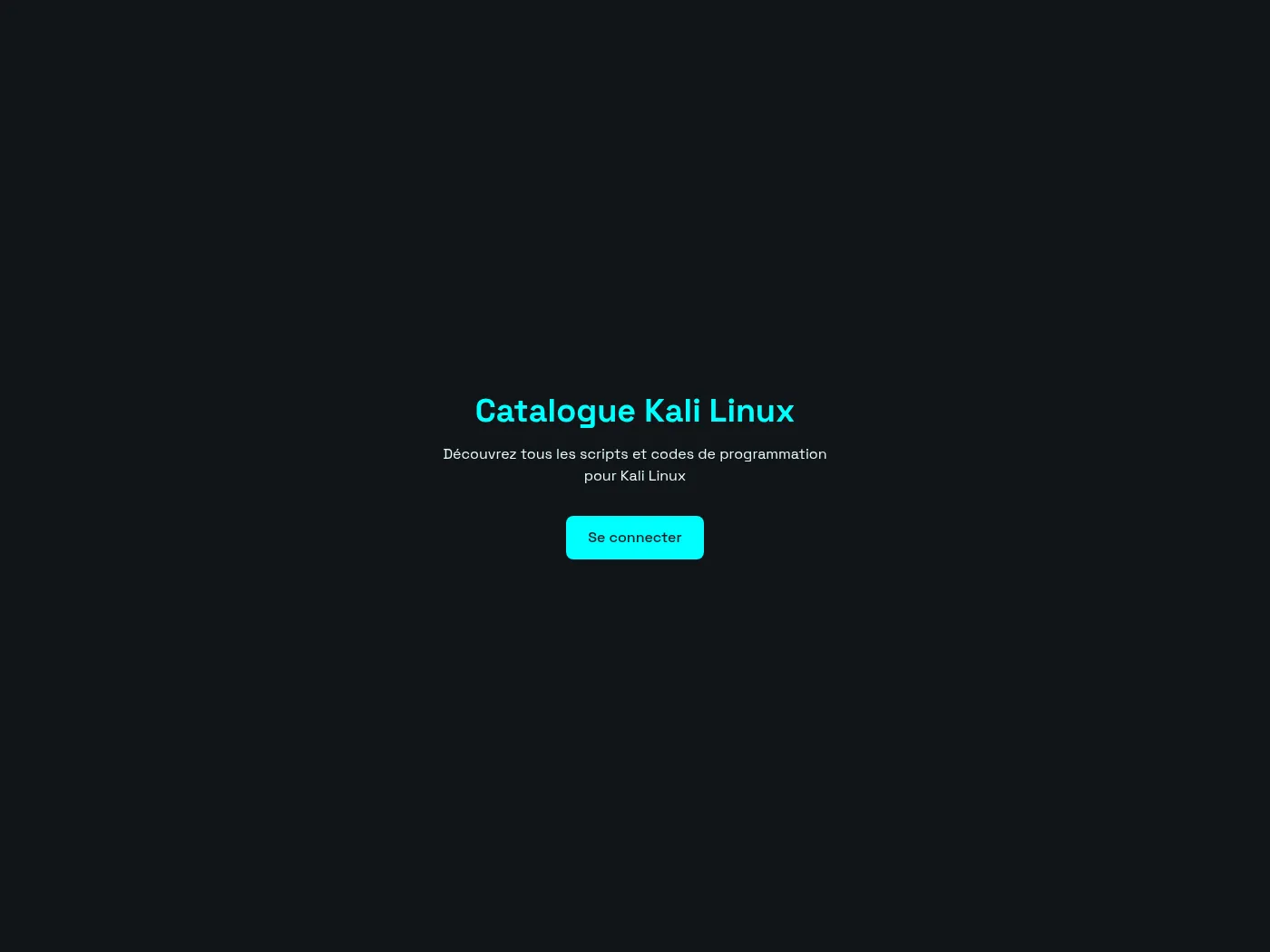 Catalogue interactif des scripts et codes pour Kali Linux