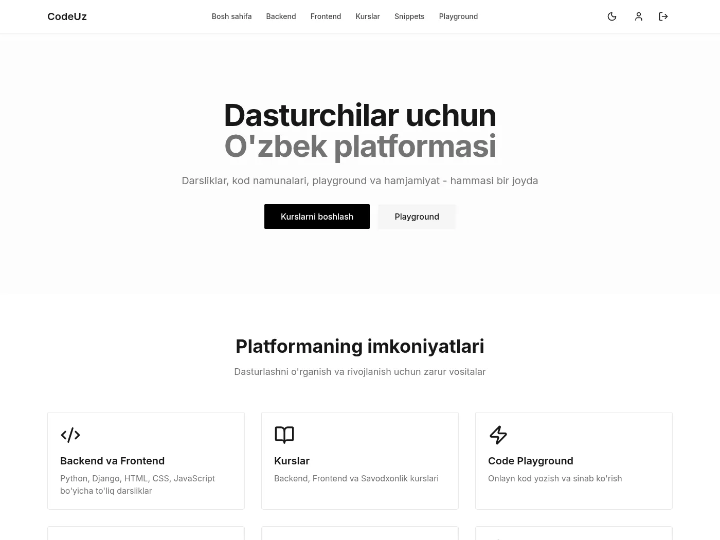 CodeUz – Minimal Uzbek-Language Platform for Programmers