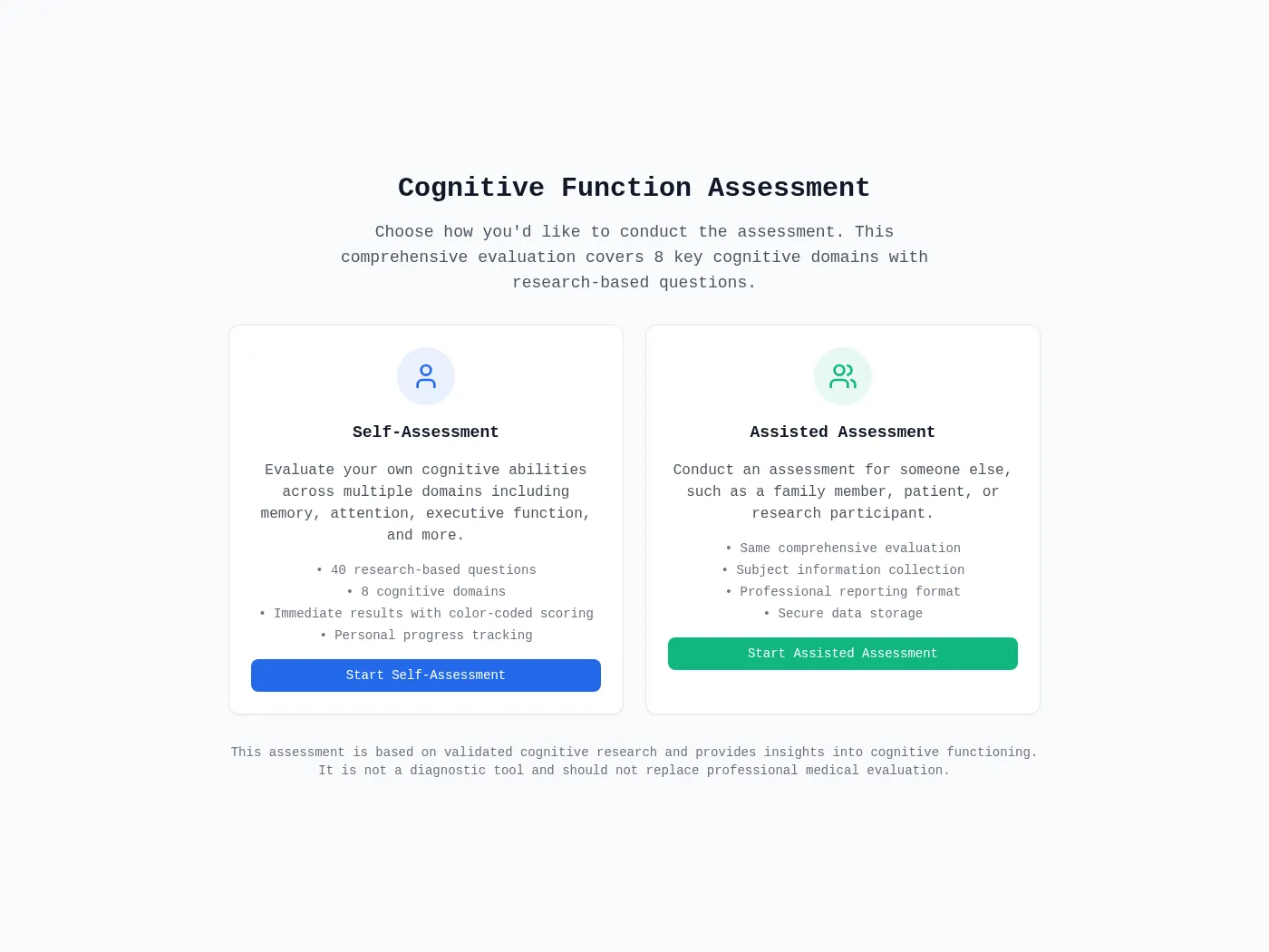 Cognitive Function Assessment App