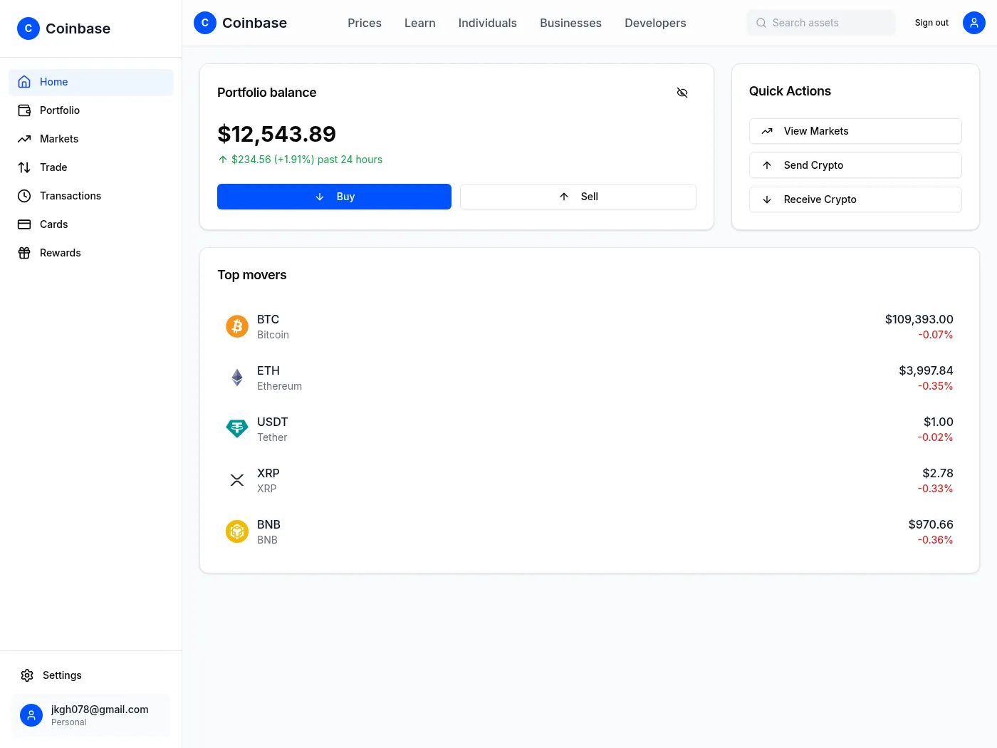 Coinbase Web Platform Clone