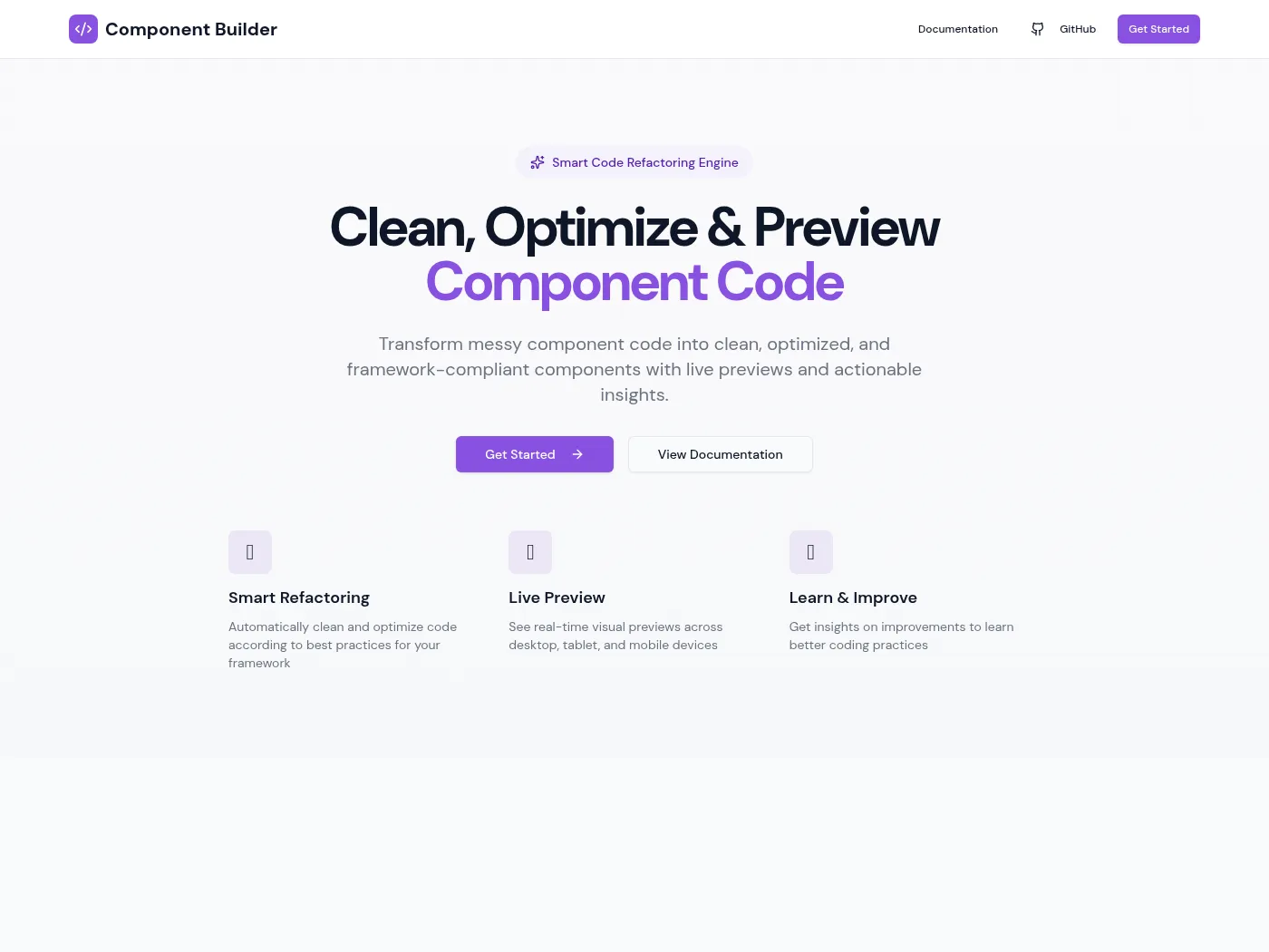 Component Builder: Automated SaaS for Clean, Optimized Code Components Across Frameworks