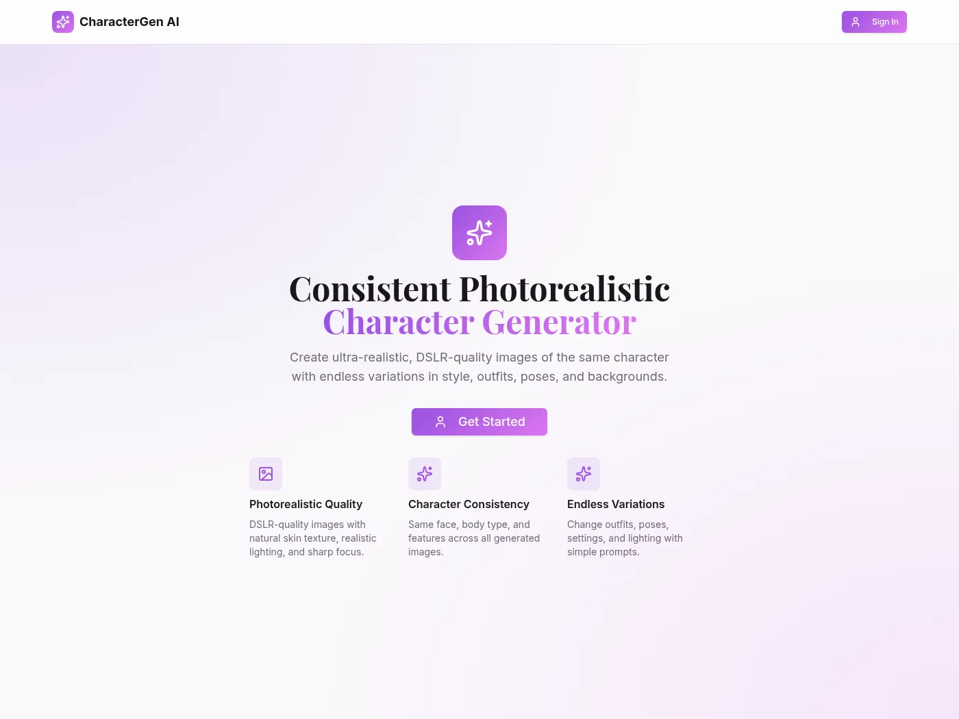 Consistent Photorealistic Character Image Generator