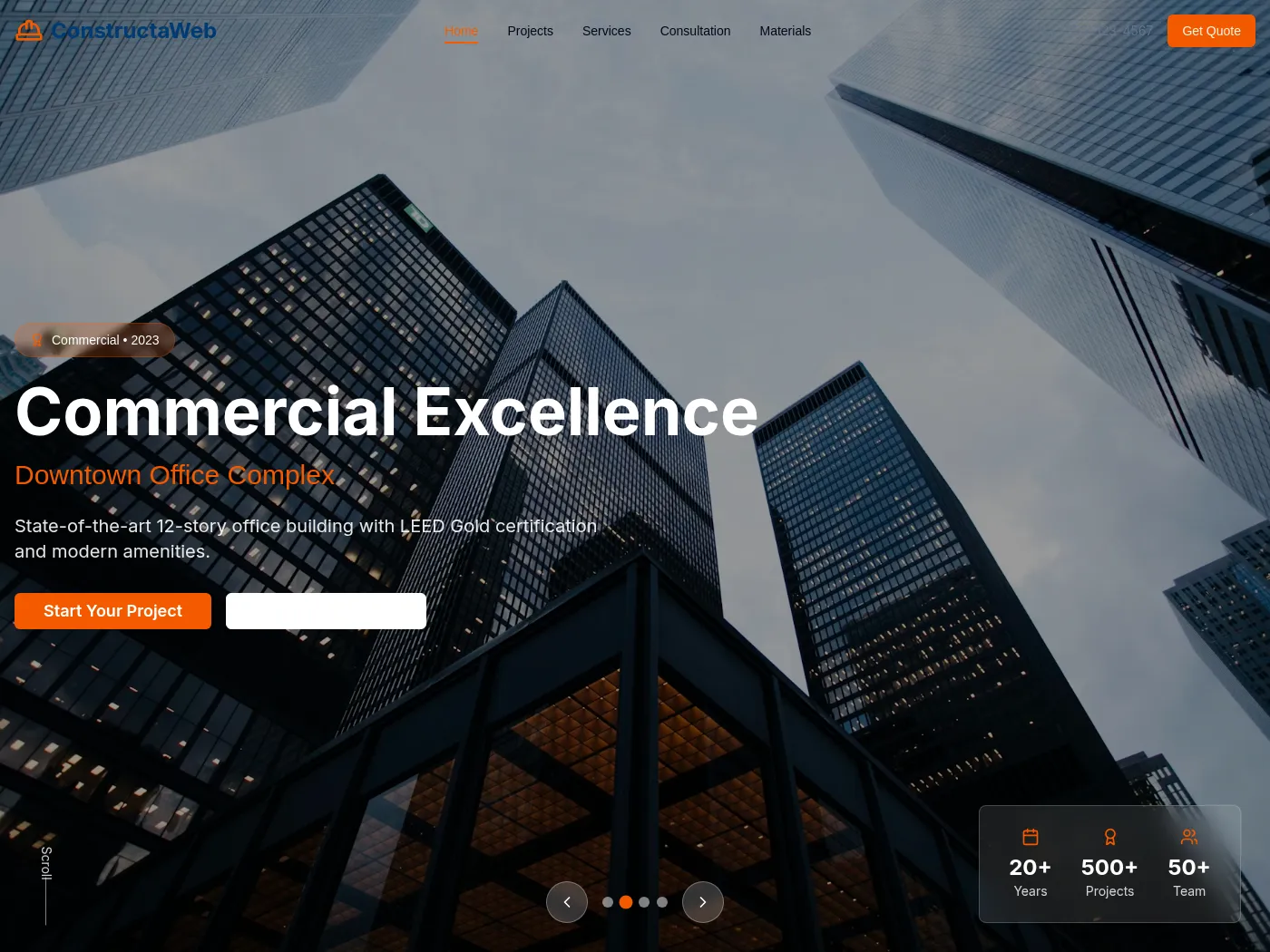 ConstructaWeb: Modern Construction Company Website