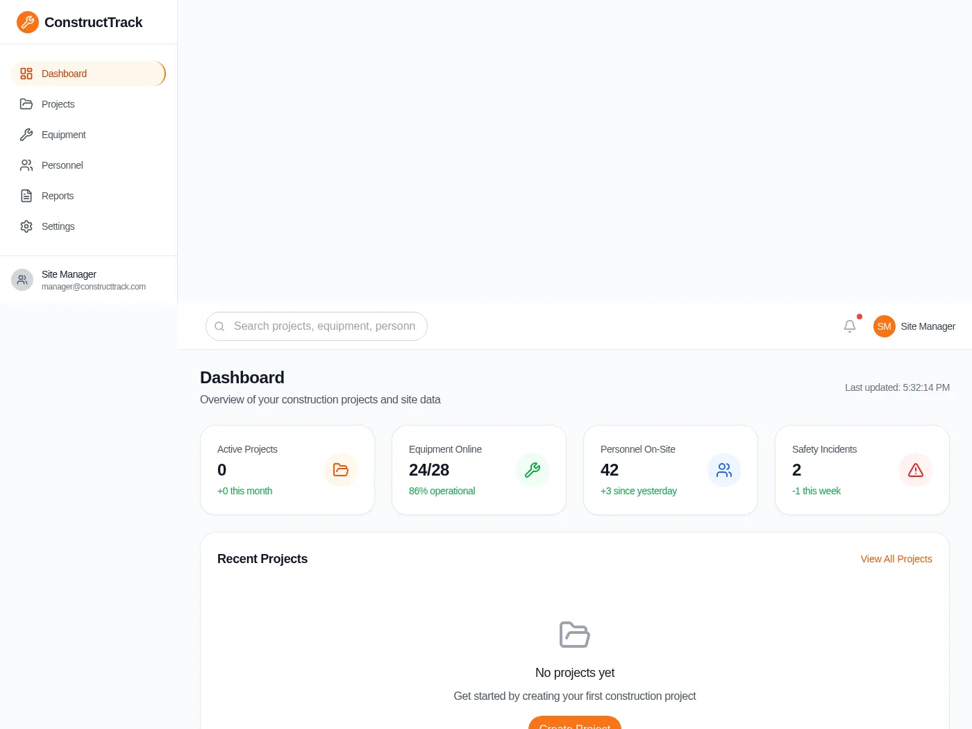 ConstructTrack: Construction Site Data Tracking Interface