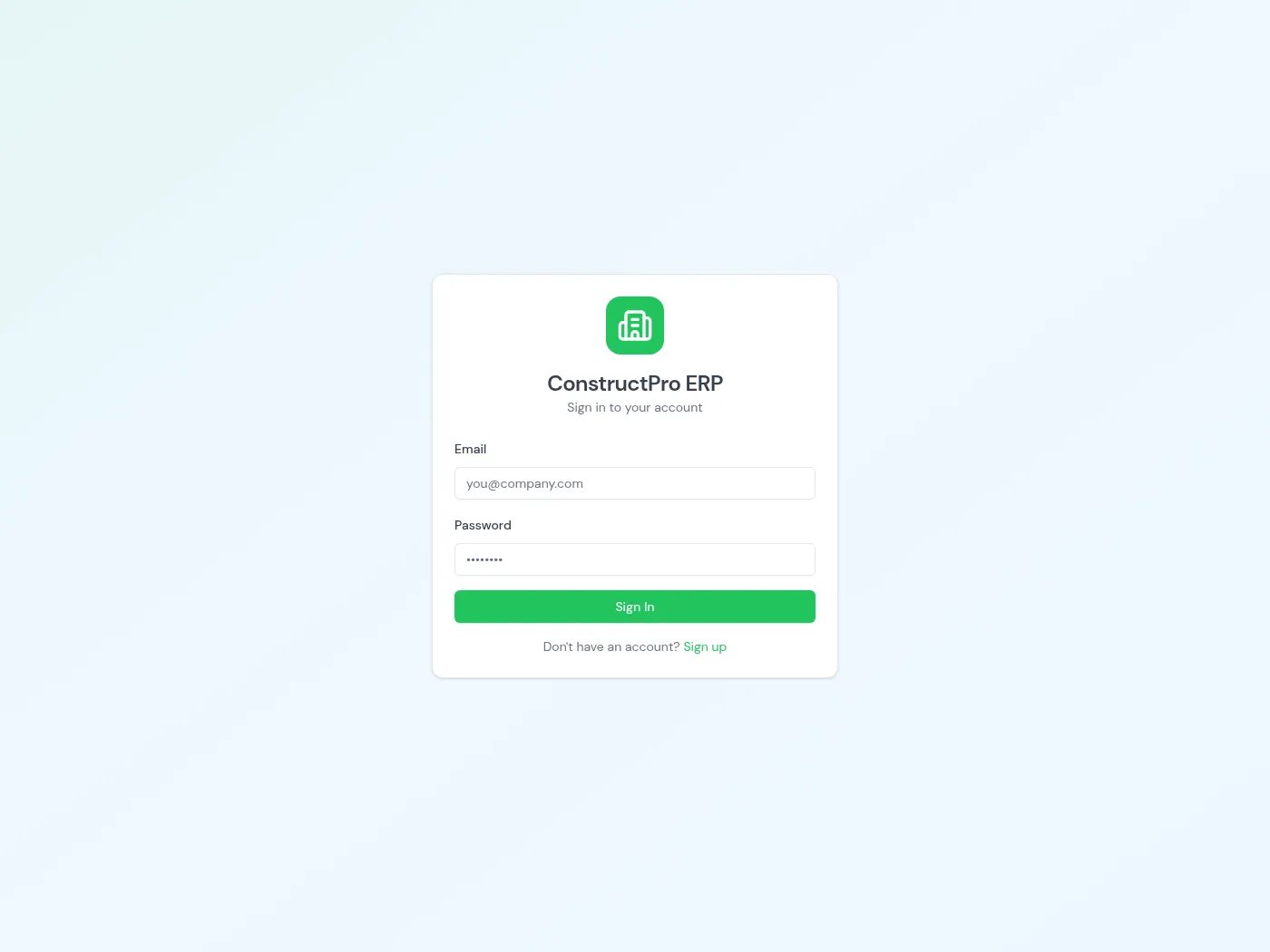 ConstructPro ERP – Modern Construction Management Platform