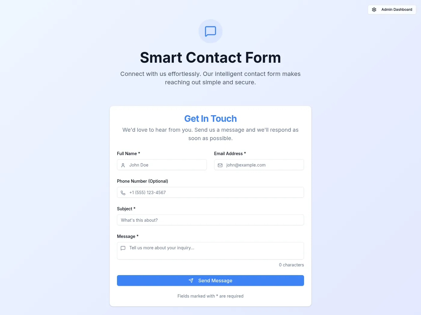 Smart Contact Form Web App
