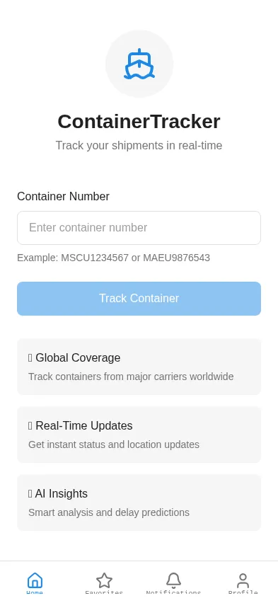 ContainerTracker: Real-Time Shipping Container Tracking Mobile App with AI Insights