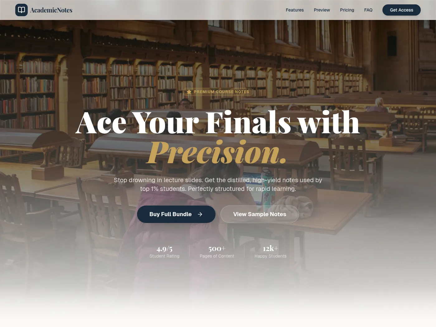 Course Notes Sale Page