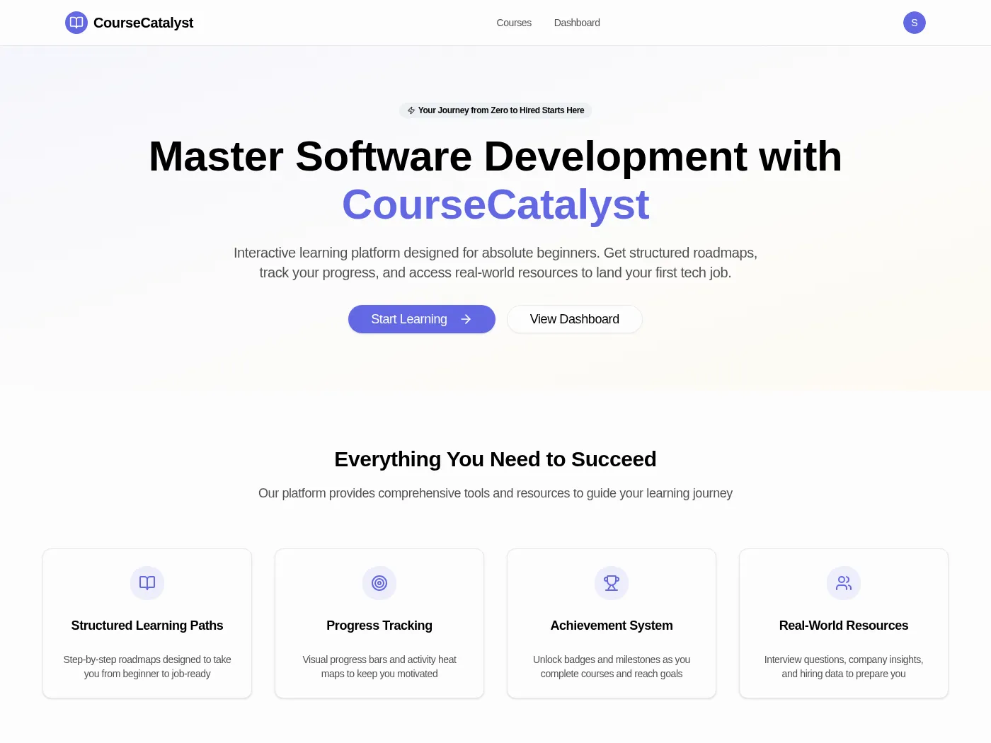 CourseCatalyst: Beginner-to-Job-Ready Roadmap Platform