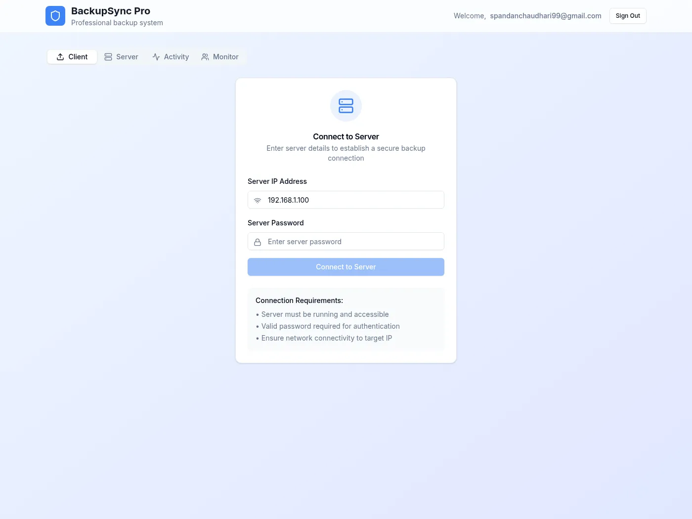 Cross-Platform GUI-Based Client-Server Backup System in C++