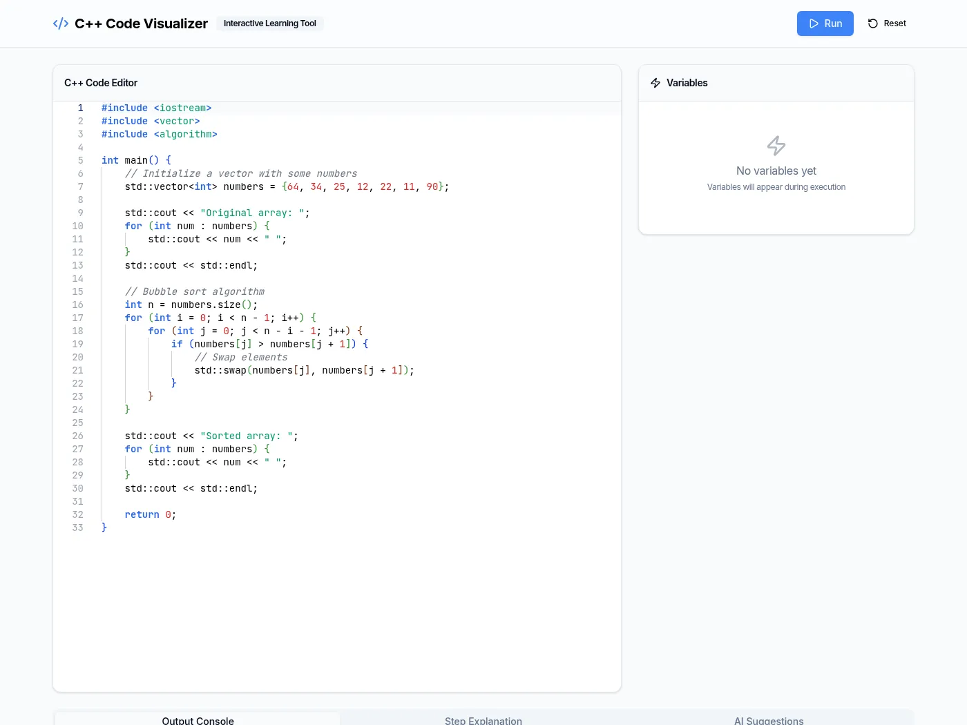 C++ Code Visualizer and Explainer