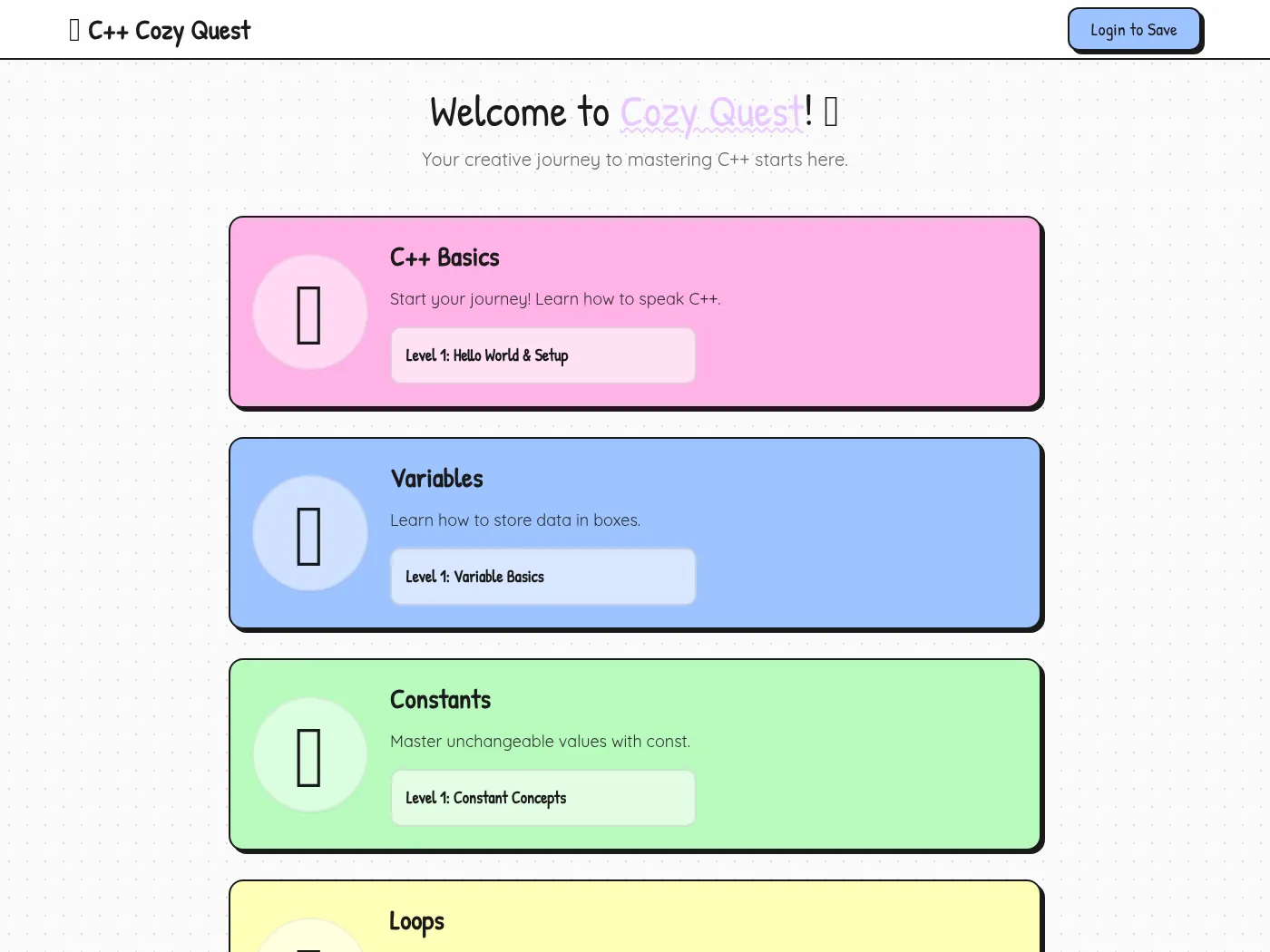 C++ Cozy Quest: An Interactive, Beginner-Friendly Learning Platform