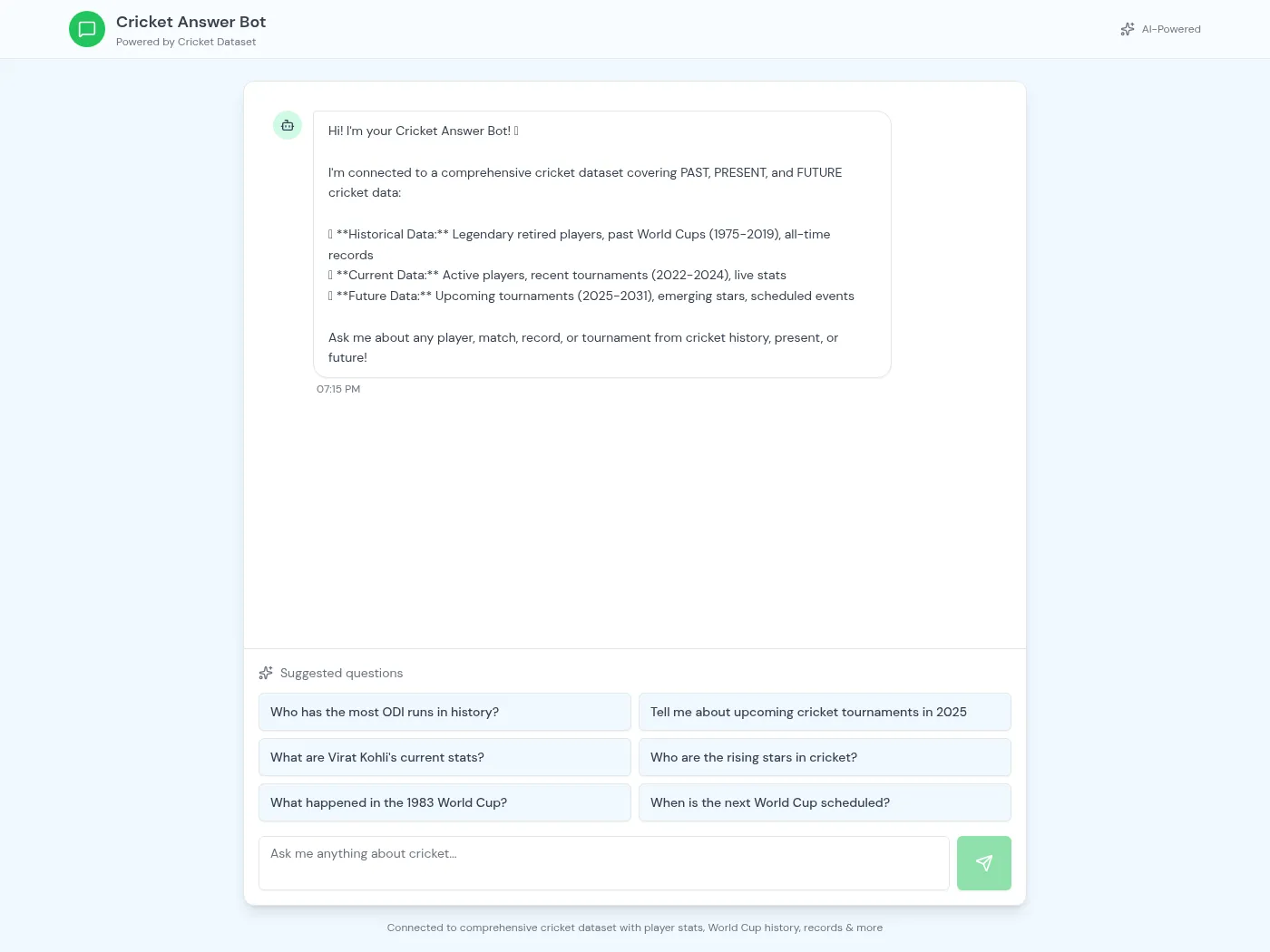 Cricket Answer Bot