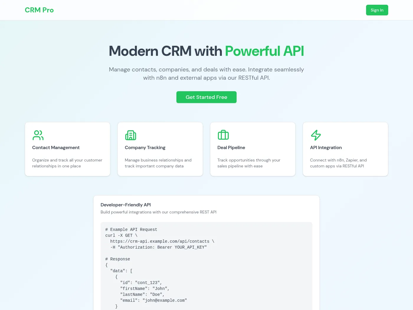 Integrated CRM Web Platform with Extensible API