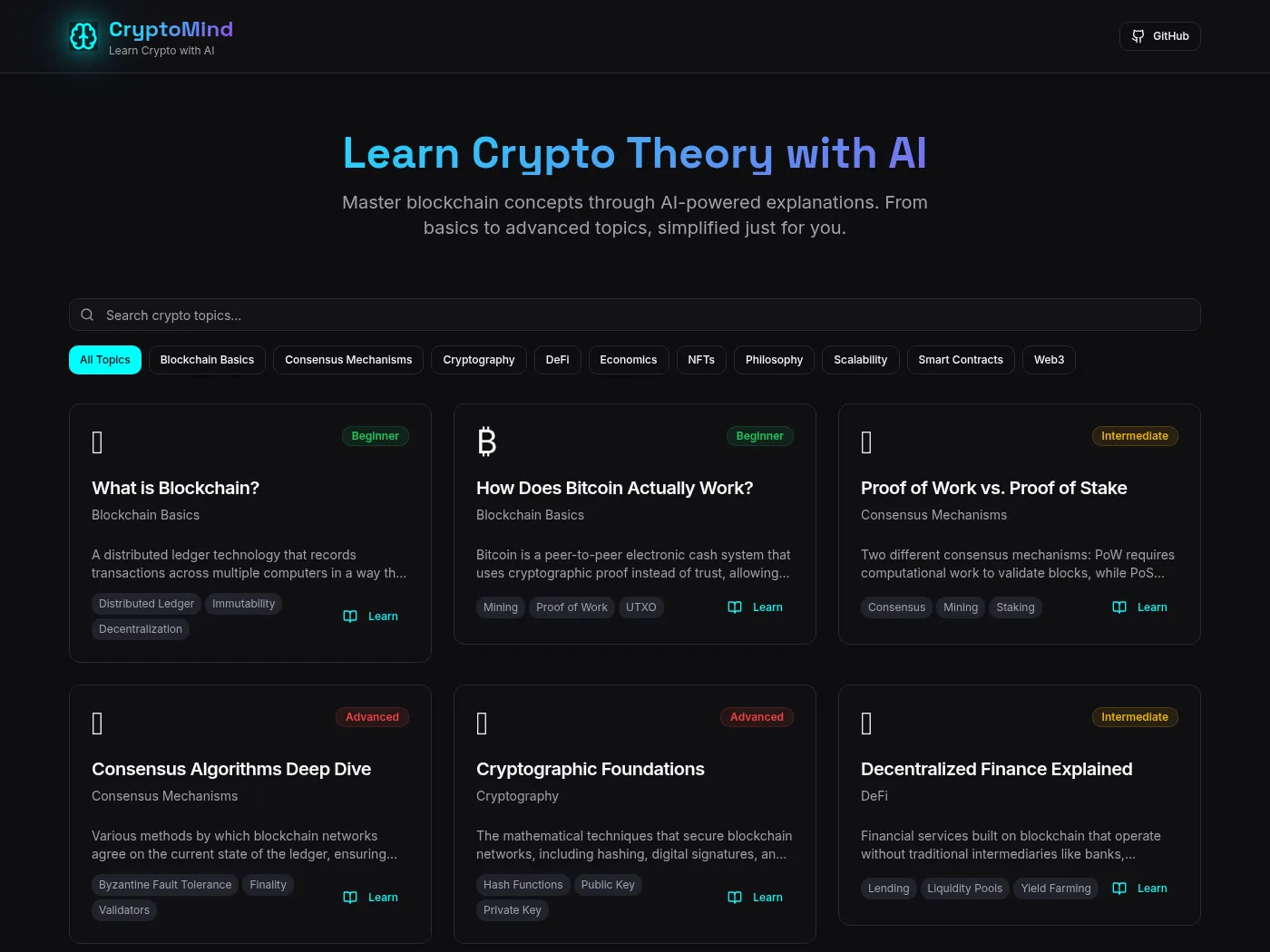 CryptoMind – AI-Powered Crypto Learning Platform