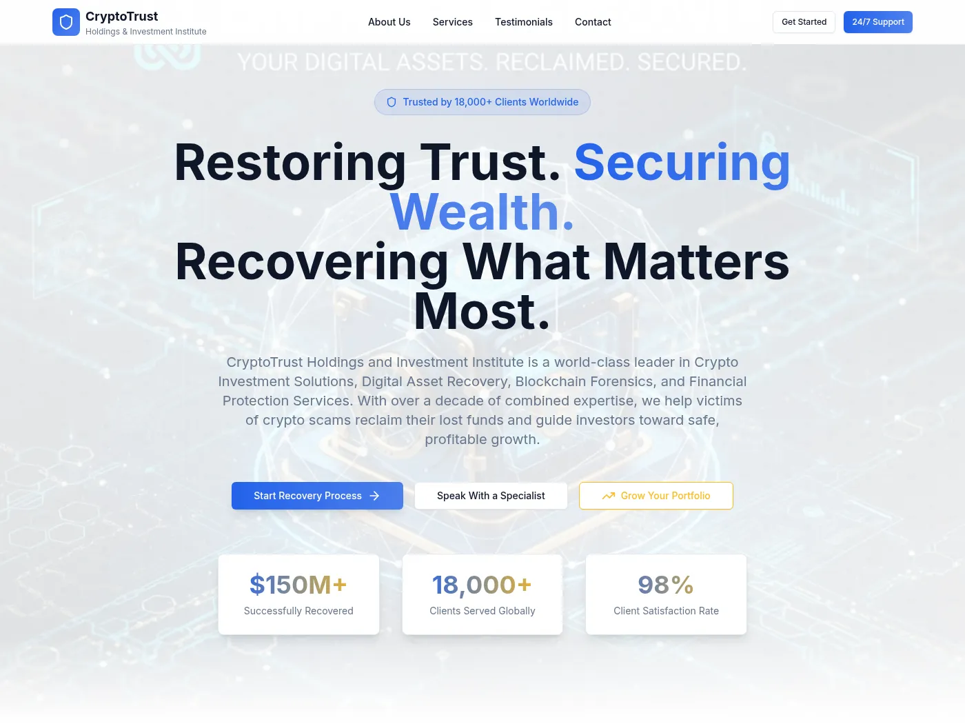CryptoTrust Holdings & Investment Institute – Professional Crypto Recovery & Investment Website