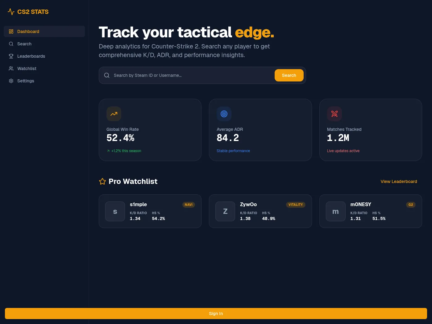 CS2 Player Stats Tracker