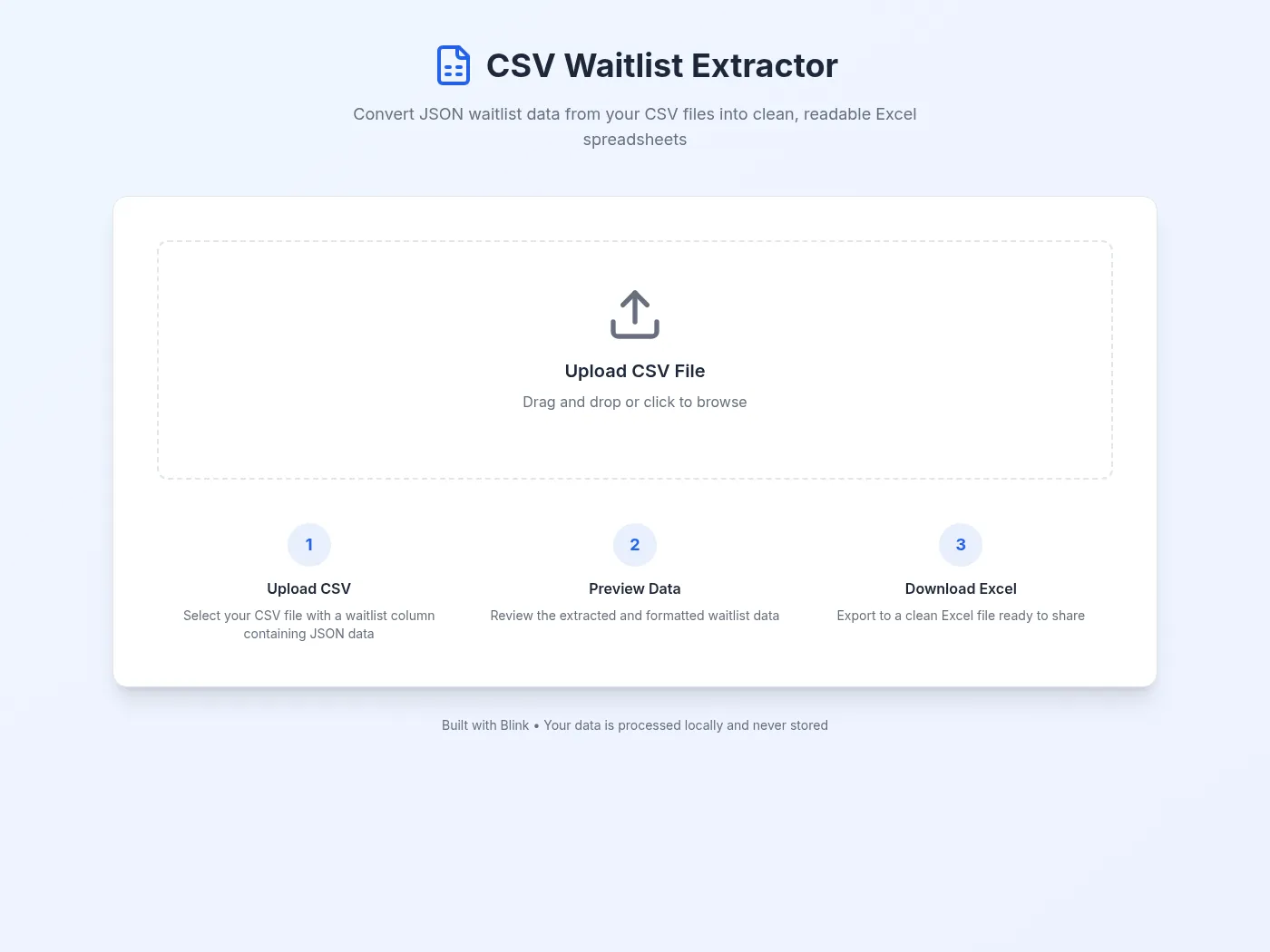 CSV JSON Tabular Extractor