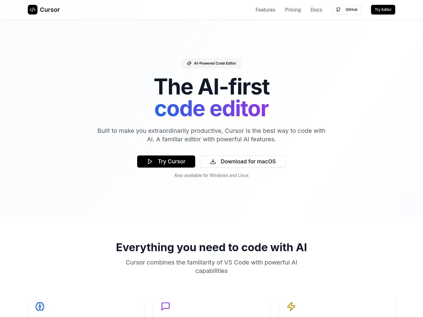 Cursor.com Clone - AI Code Editor