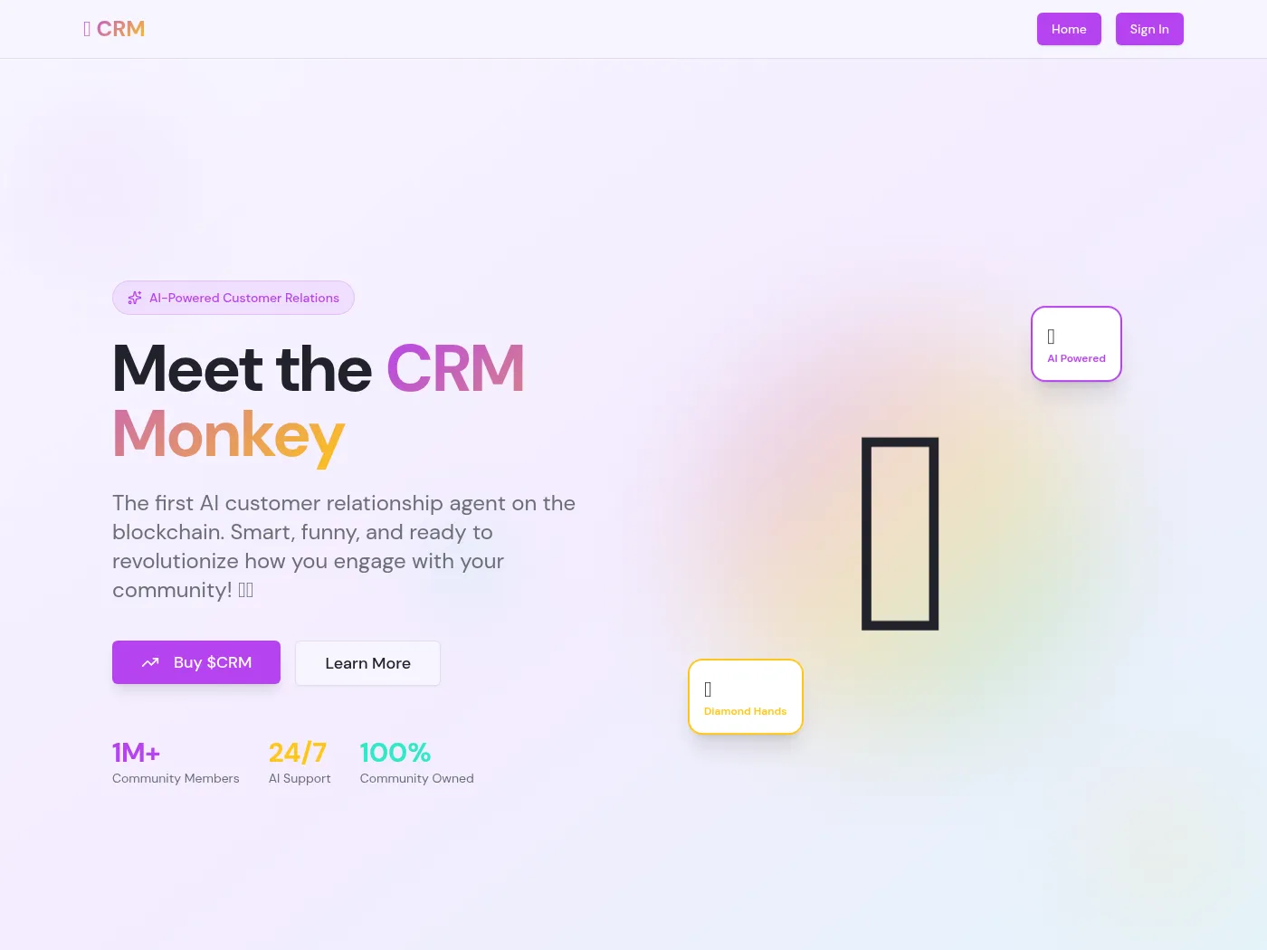 Customer-Relationship-Monkey Meme Coin Showcase Webpage