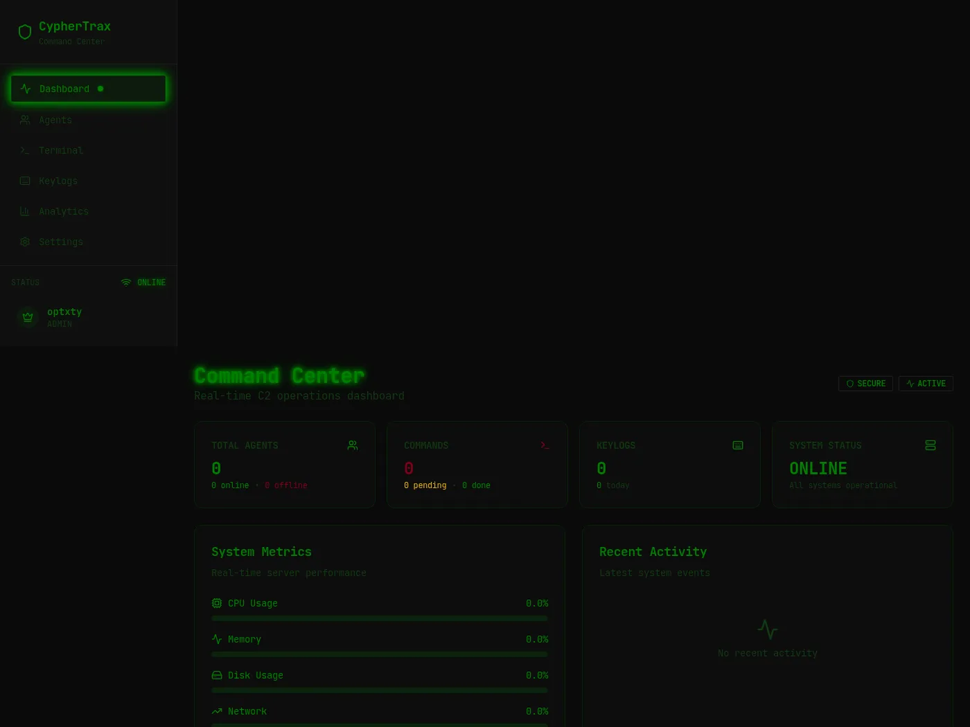 CypherTrax Command Center: Full-Stack C2 Web Application