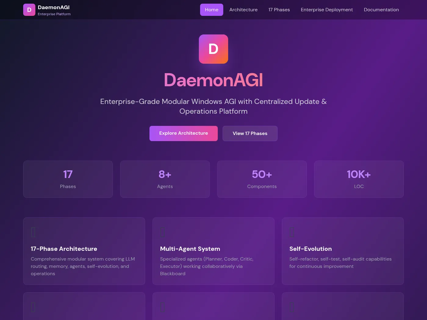 DaemonAGI: Enterprise-Grade Modular Windows AGI with Centralized Update & Ops Platform