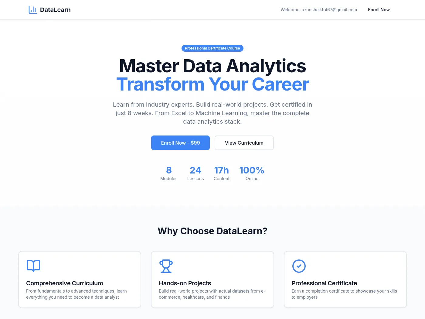 Data Analytics Web Course Platform
