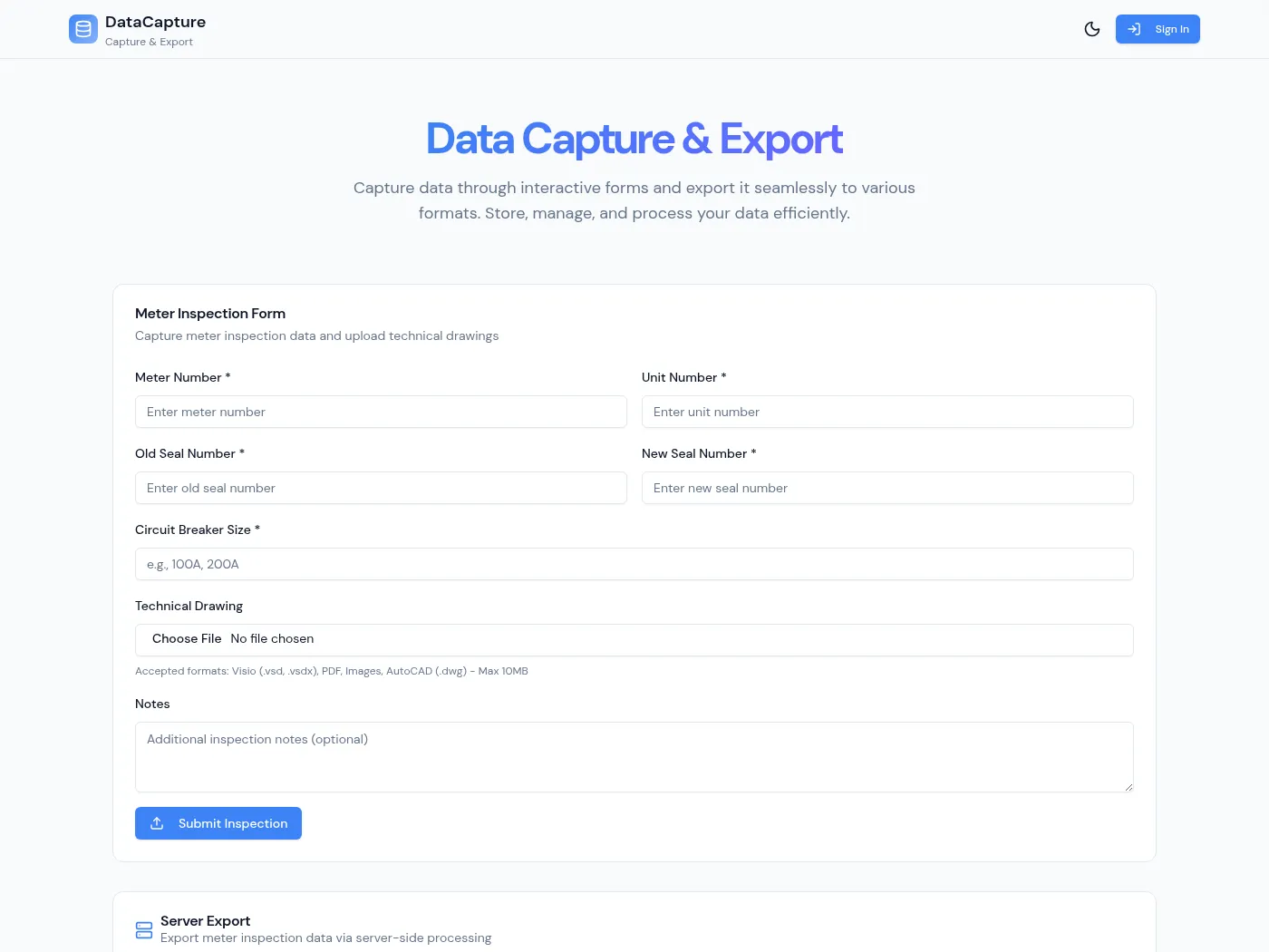 Data Capture and Export App