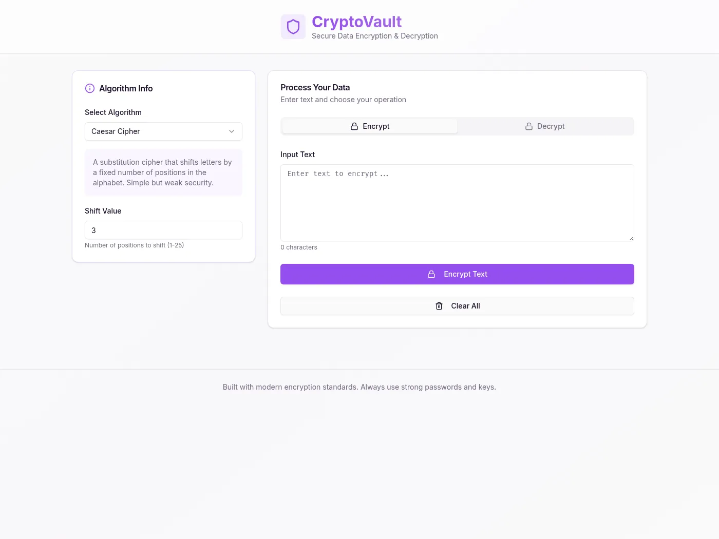 Data Encryption & Decryption Utility Website