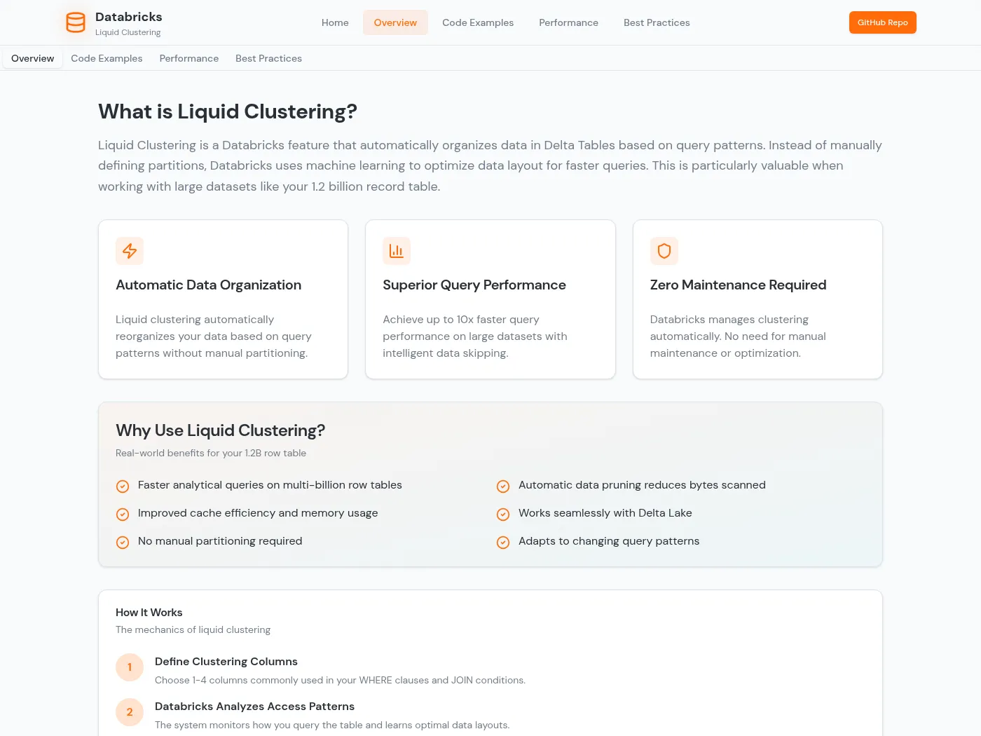 Databricks Delta Tables with Liquid Clustering Sample